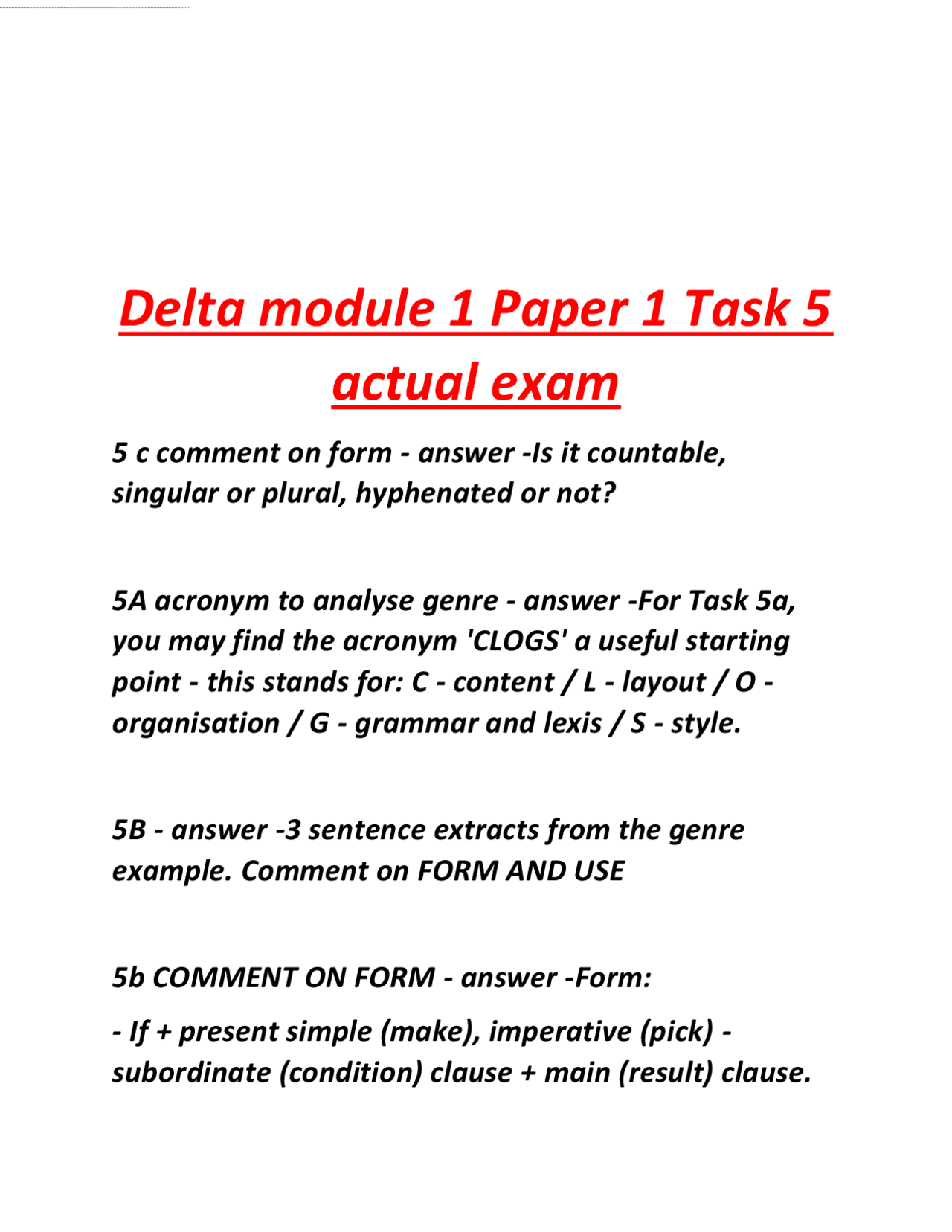 Delta module 1 Paper 1 Task 5 actual exam.pdf | Exams Nursing | Docsity