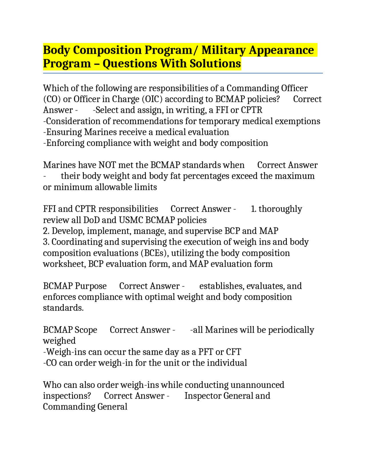 Body Composition Program/ Military Appearance Program – Questions With ...