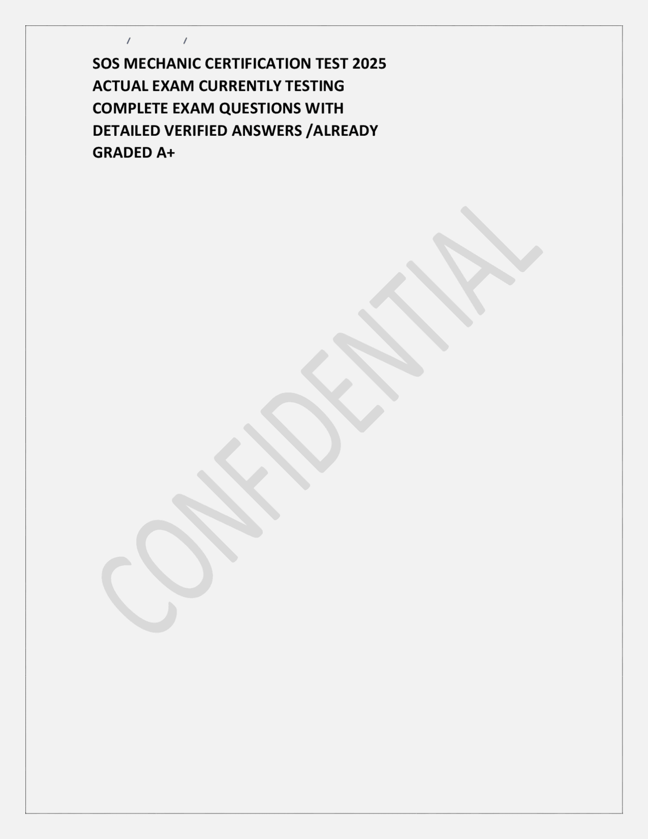 SOS MECHANIC CERTIFICATION TEST 2025 ACTUAL EXAM CURRENTLY TESTING ...