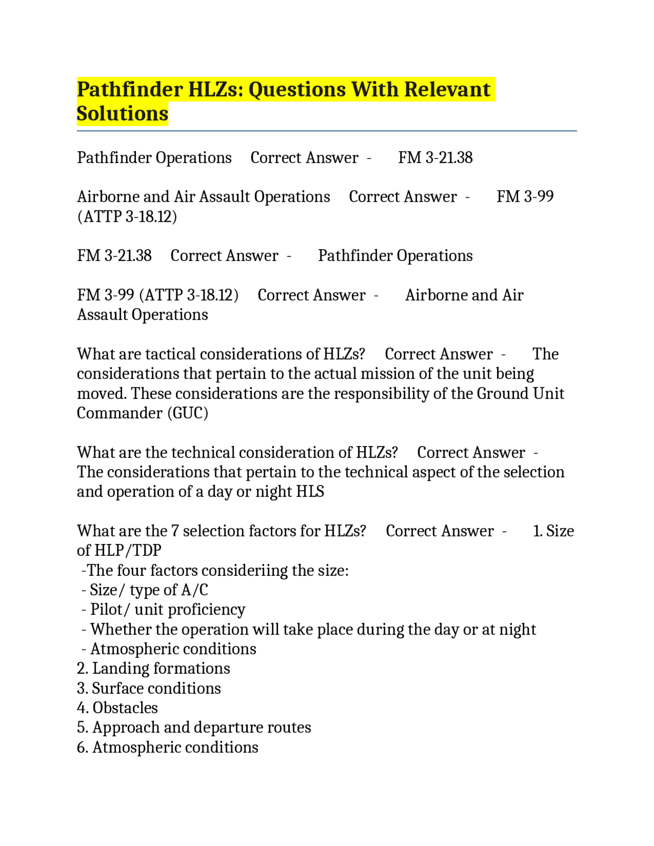 Pathfinder HLZs: Questions With Relevant Solutions | Exams Nursing ...