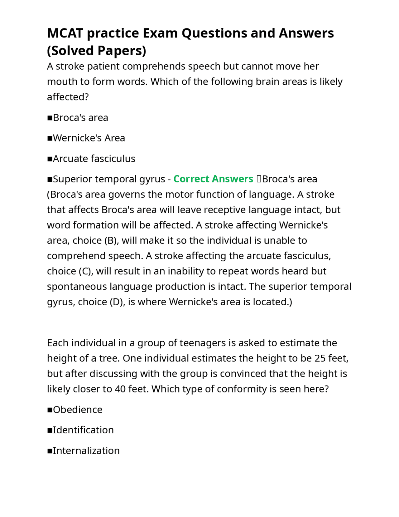 MCAT practice Exam Questions and Answers (Solved Papers) | Exams ...