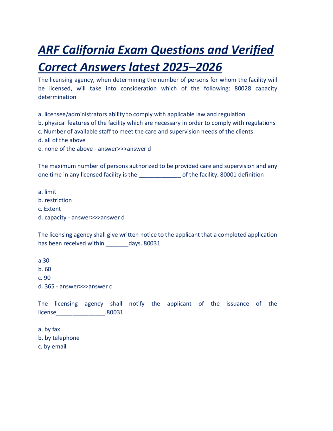 ARF California Exam Questions and Verified Correct Answers latest 2025 ...