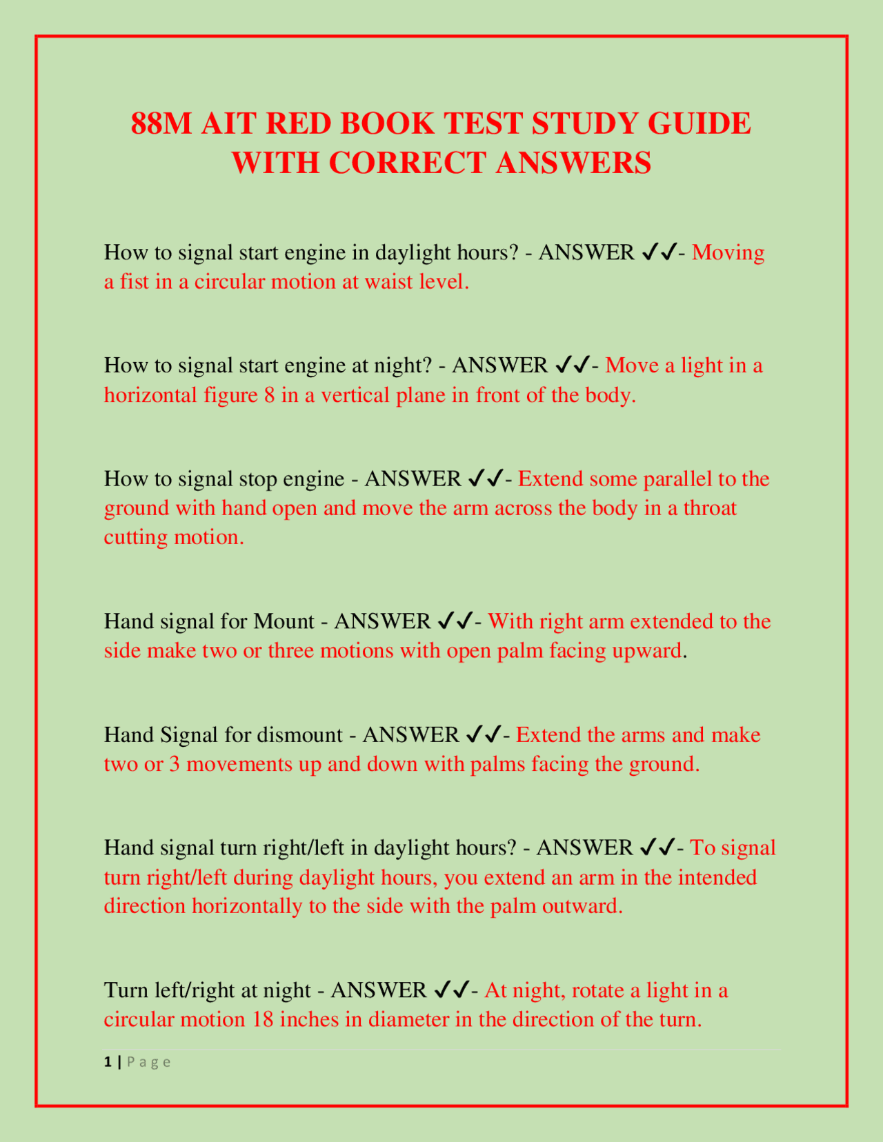 88M AIT Red Book Test Study Guide – Correct Answers | Exams Radio ...
