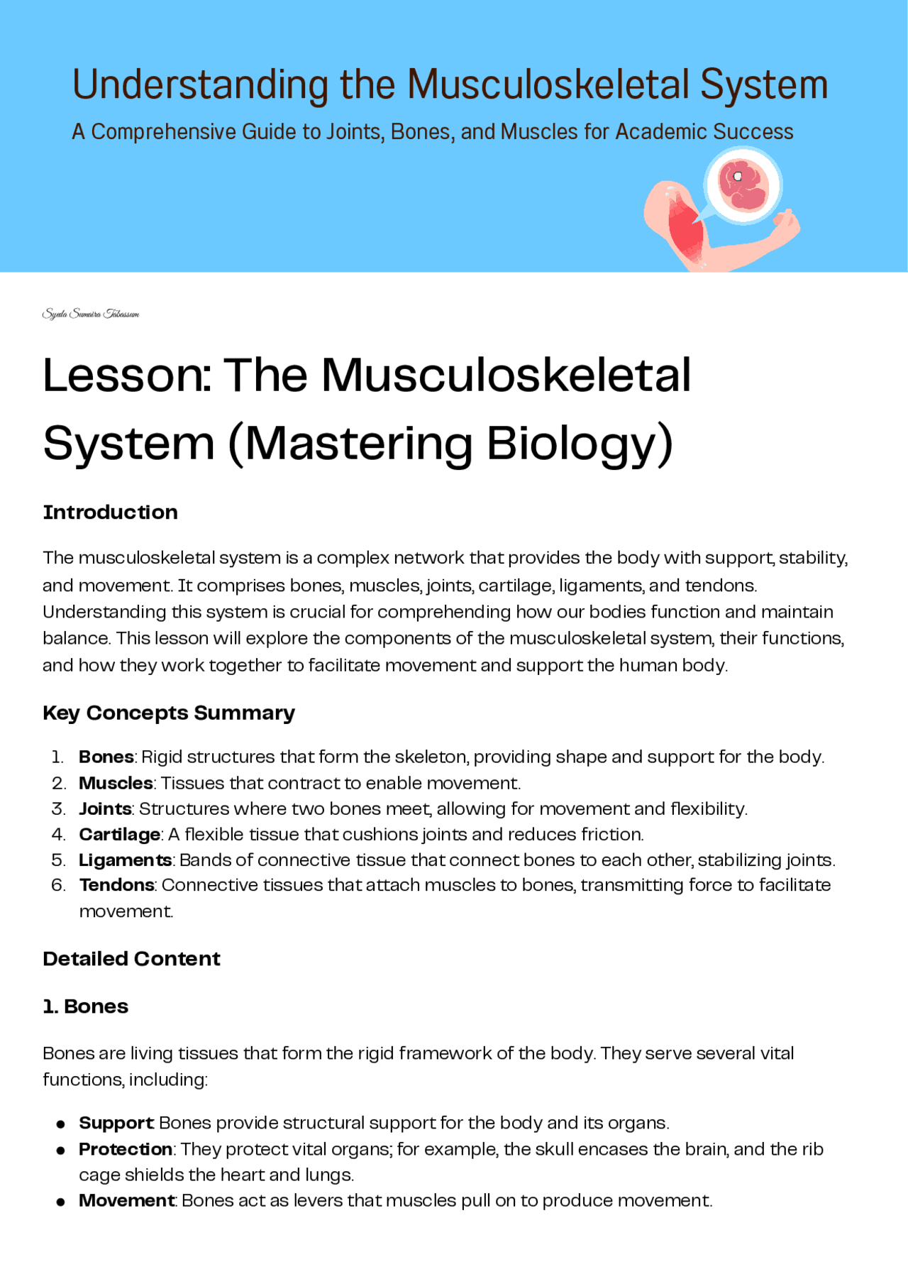 Complete Musculoskeletal System Lesson: Advanced Biology Mastery ...