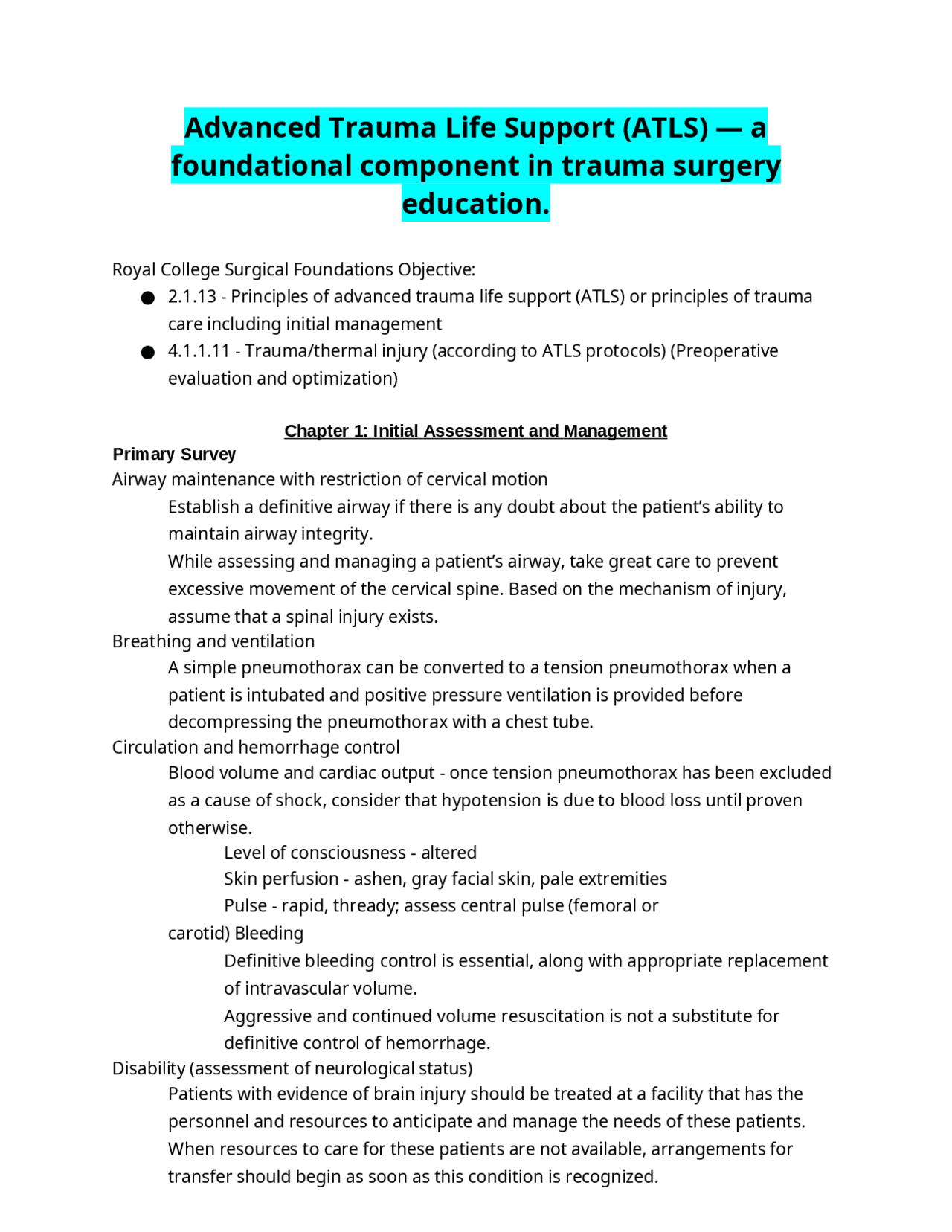 Advanced Trauma Life Support (ATLS) — a foundational component in ...