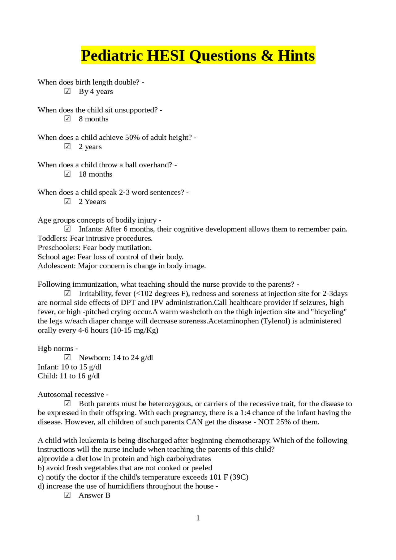 Pediatric HESI Questions & Hints: Essential Tips for Success | Exams ...