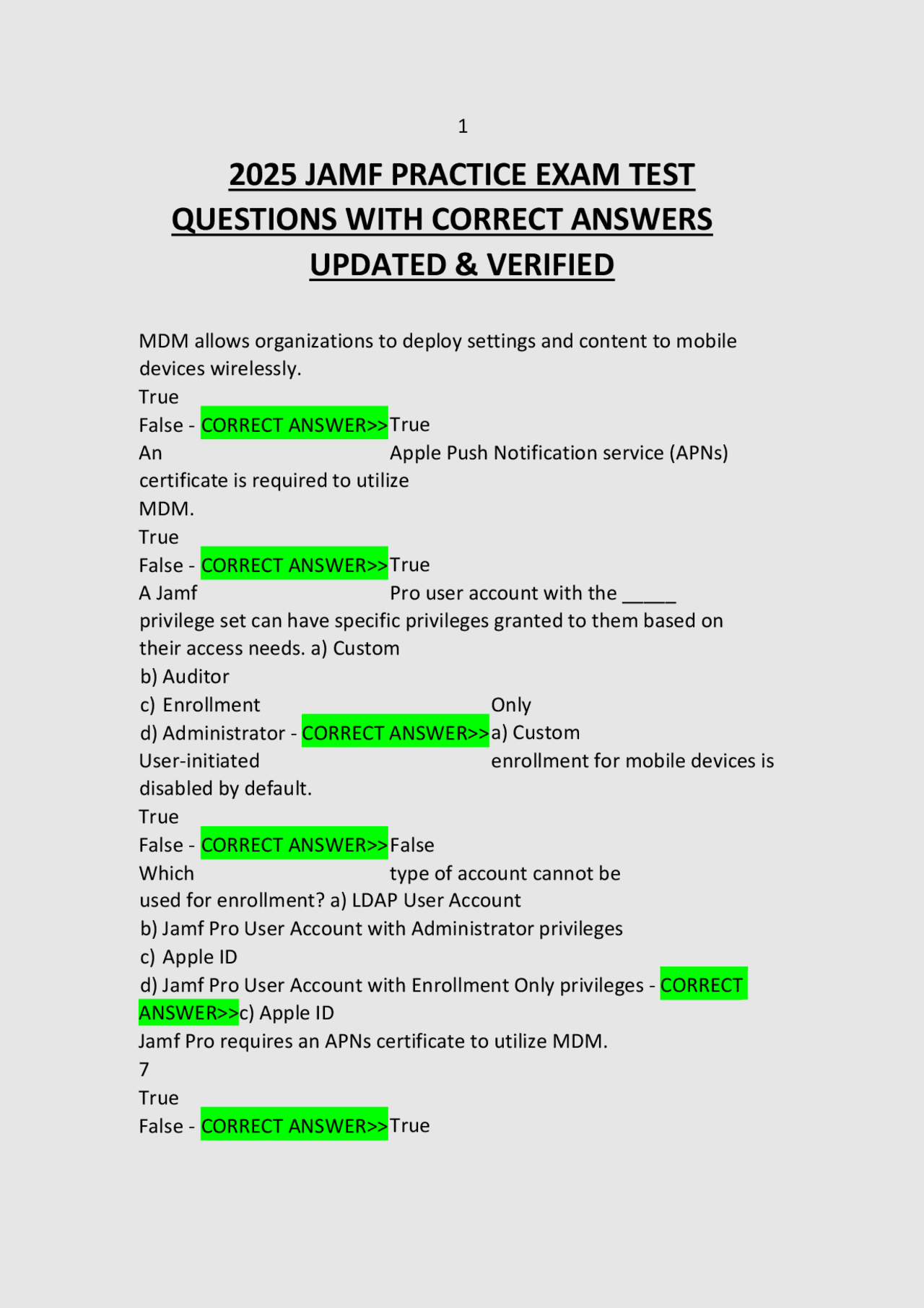 Jamf Certification Practice Exam: MDM Test Questions | Exams Nursing ...