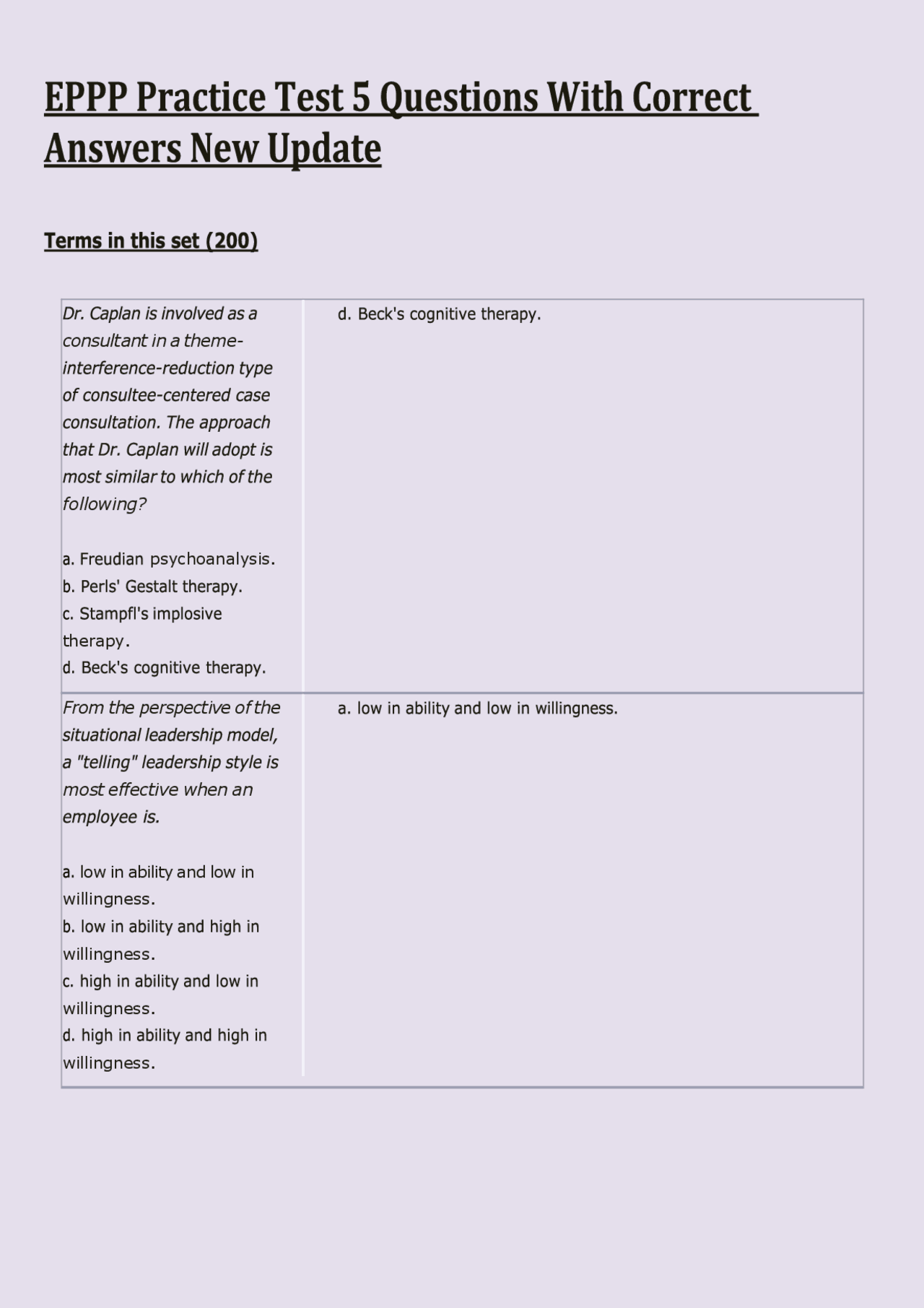 EPPP Practice Test 5 Questions With Correct Answers New Update. | Exams ...