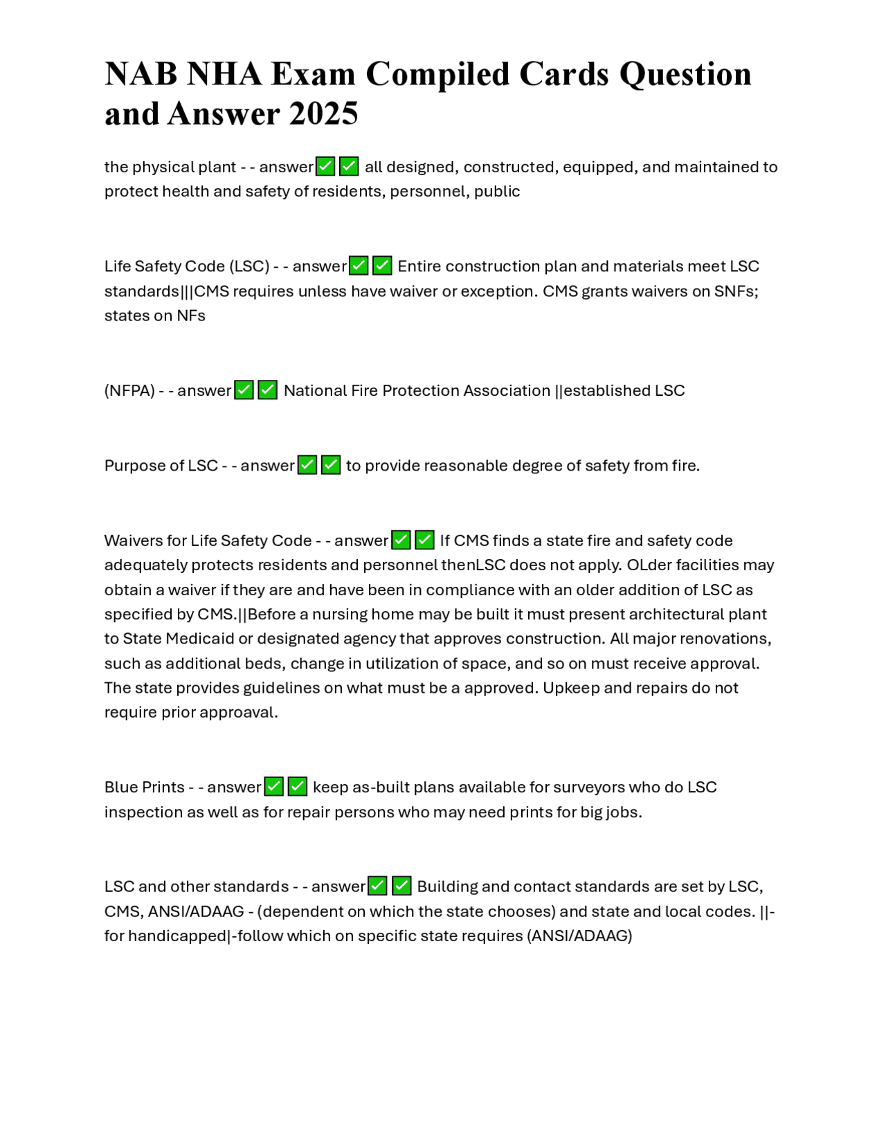 NAB NHA Exam Prep: Life Safety Code and Facility Management Q&A | Exams ...