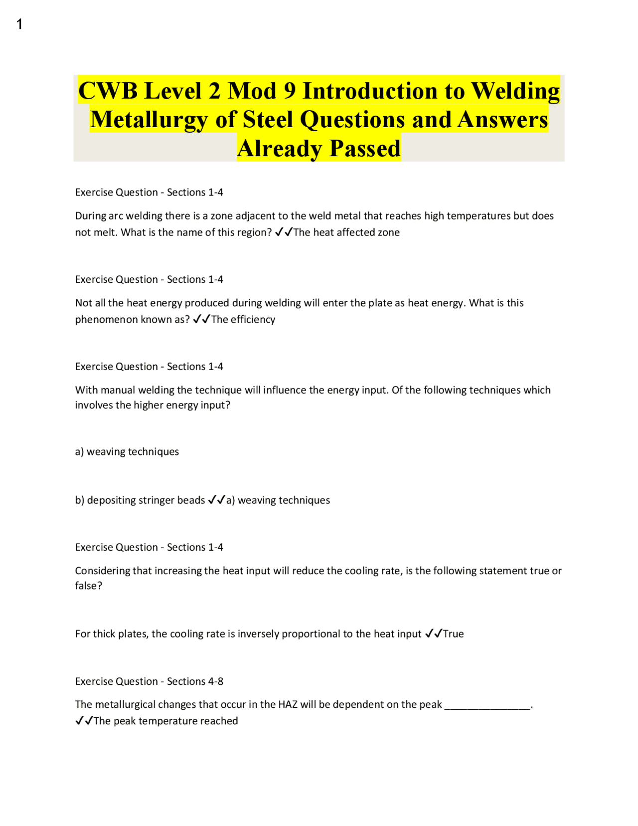 Welding Metallurgy: CWB Level 2 Module 9 Q&A | Exams Boilers and ...