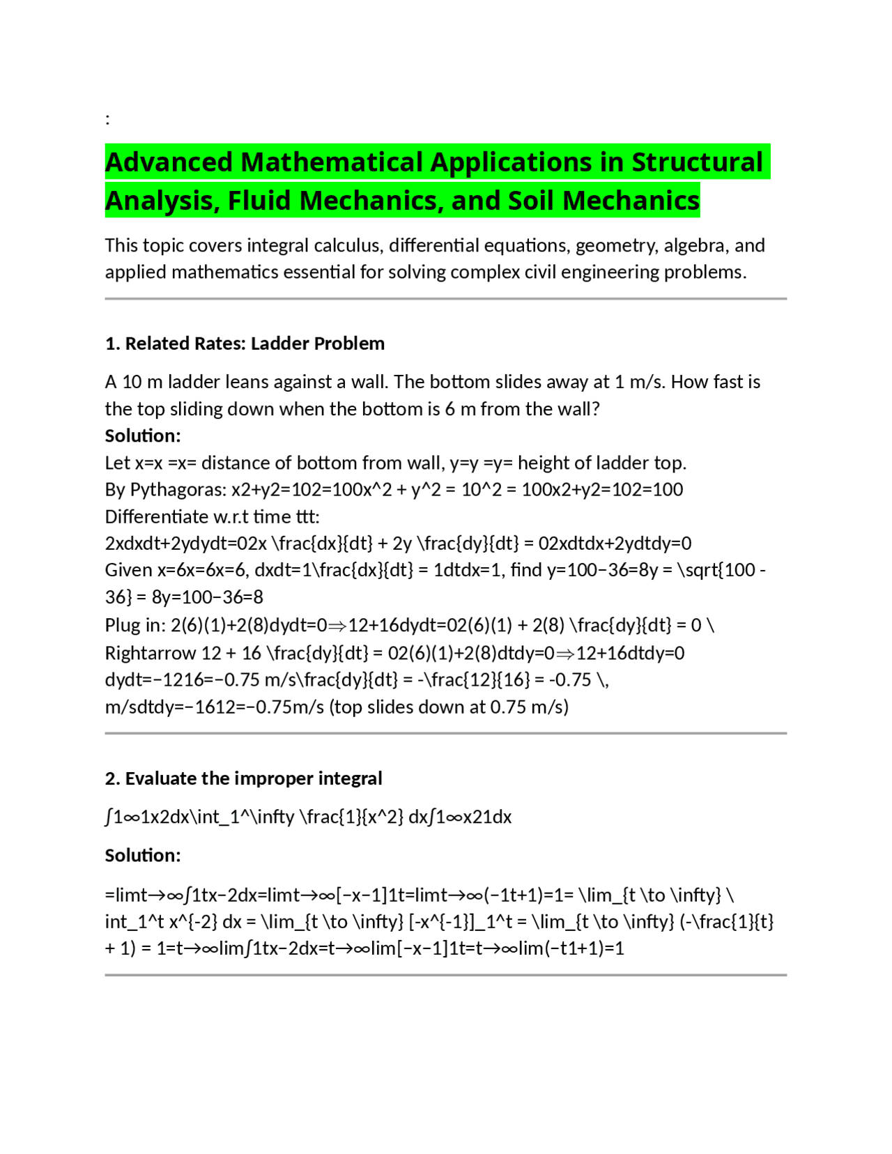 Advanced Mathematical Applications in Structural Analysis, Fluid ...