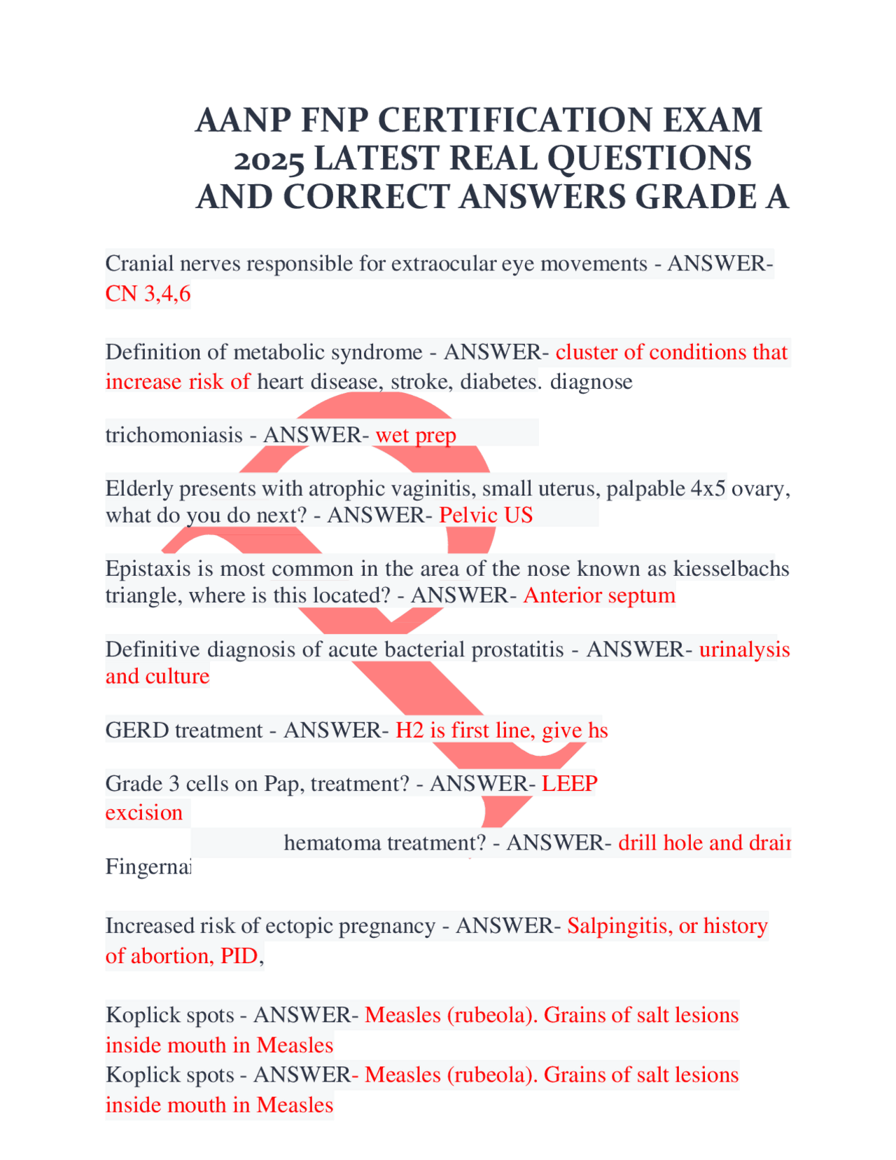 AANP FNP Certification Exam 2025 | Latest Real Questions and Correct ...