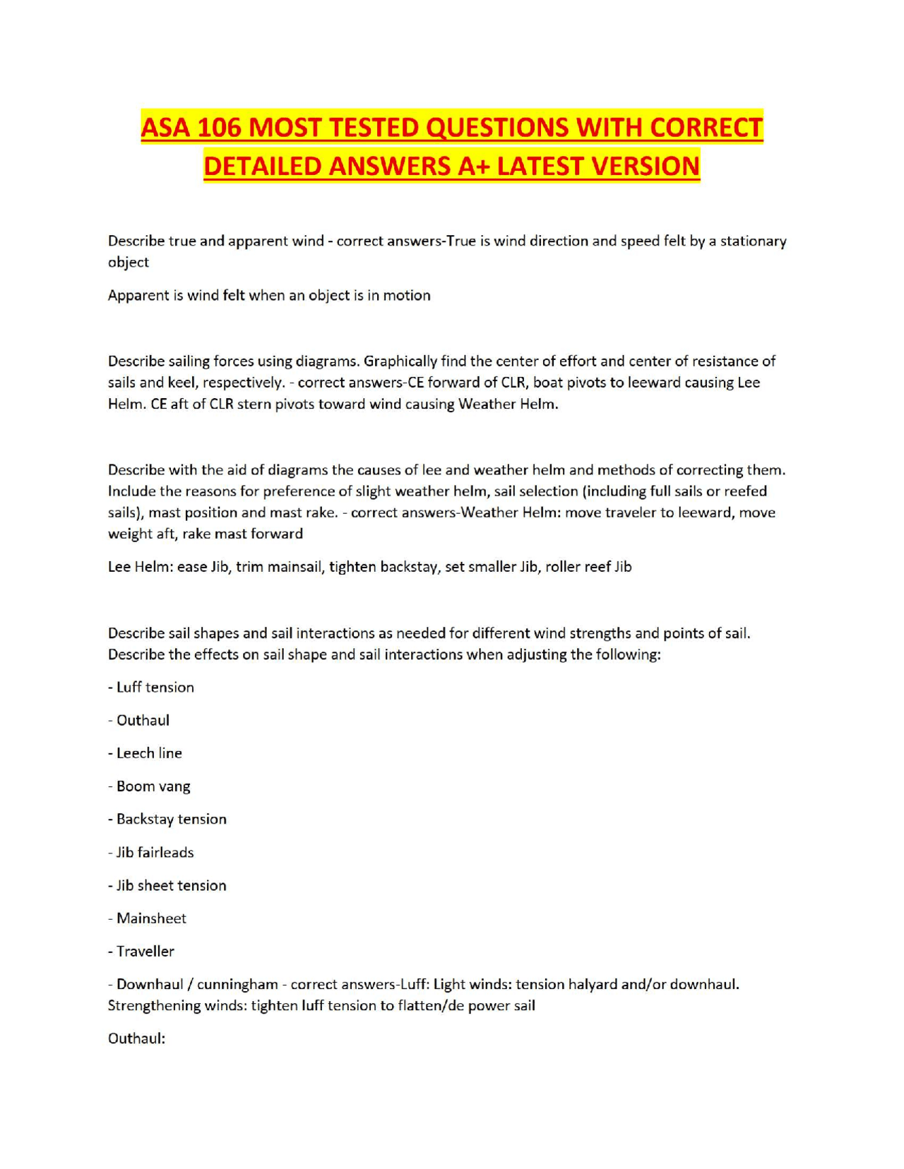 ASA 106 MOST TESTED QUESTIONS WITH CORRECT DETAILED ANSWERS A+ LATEST ...