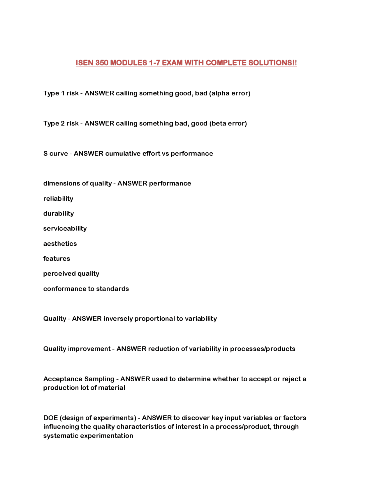 ISEN 350 MODULES 1-7 EXAM WITH COMPLETE SOLUTIONS!! | Exams Advanced ...