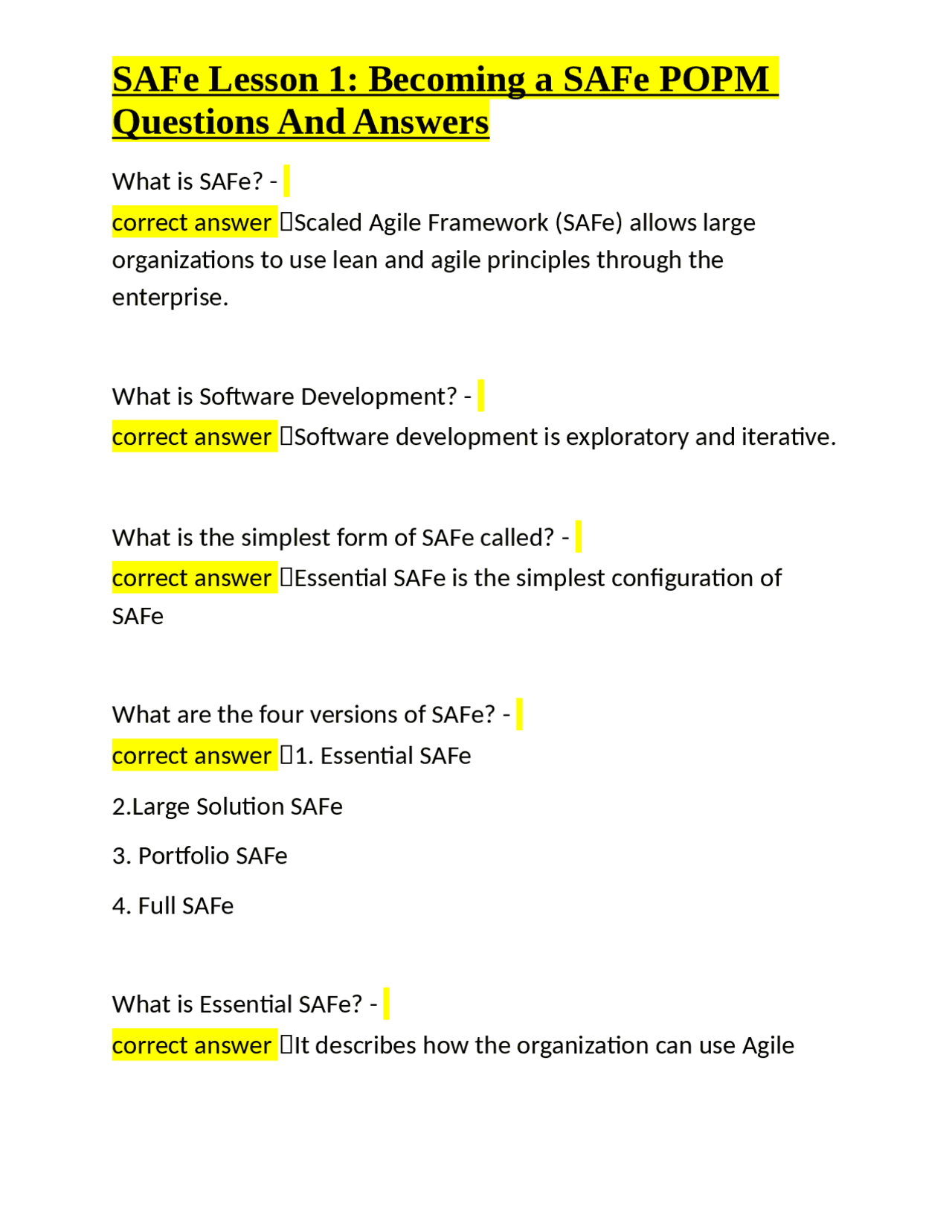 SAFe POPM: Questions and Answers for Agile Practitioners | Exams ...