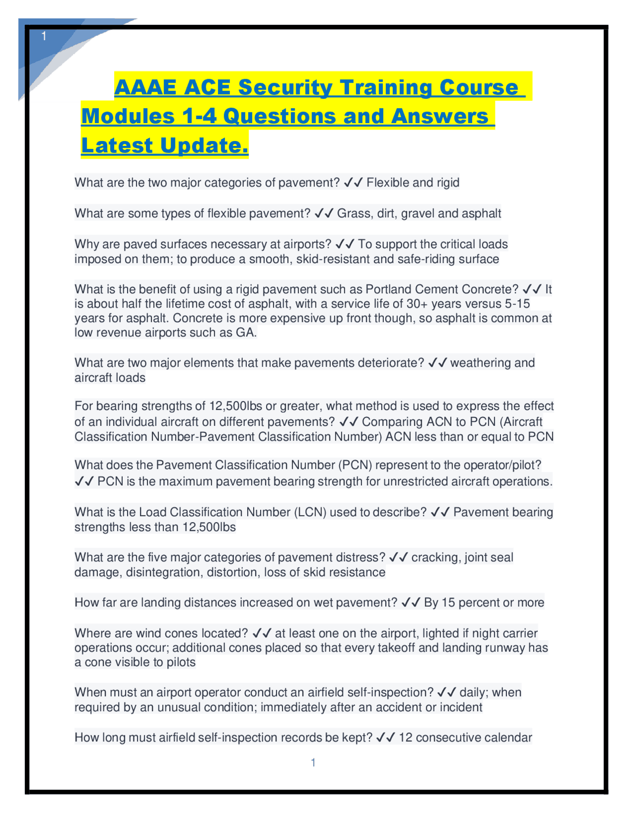 AAAE ACE Security Training Course Modules 1-4 Questions and Answers ...
