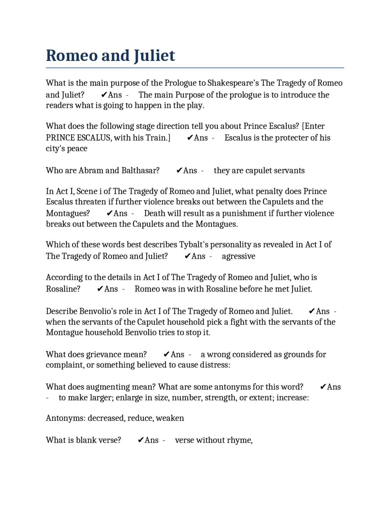 Romeo and Juliet Romeo and Juliet Romeo and Juliet | Exams Public ...