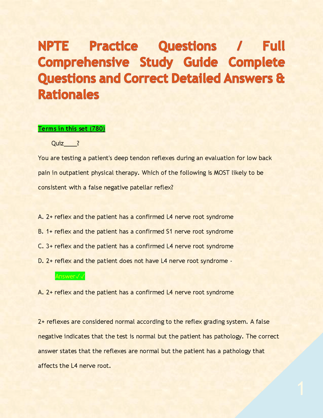 NPTE Practice Questions / Full Comprehensive Study Guide Complete ...