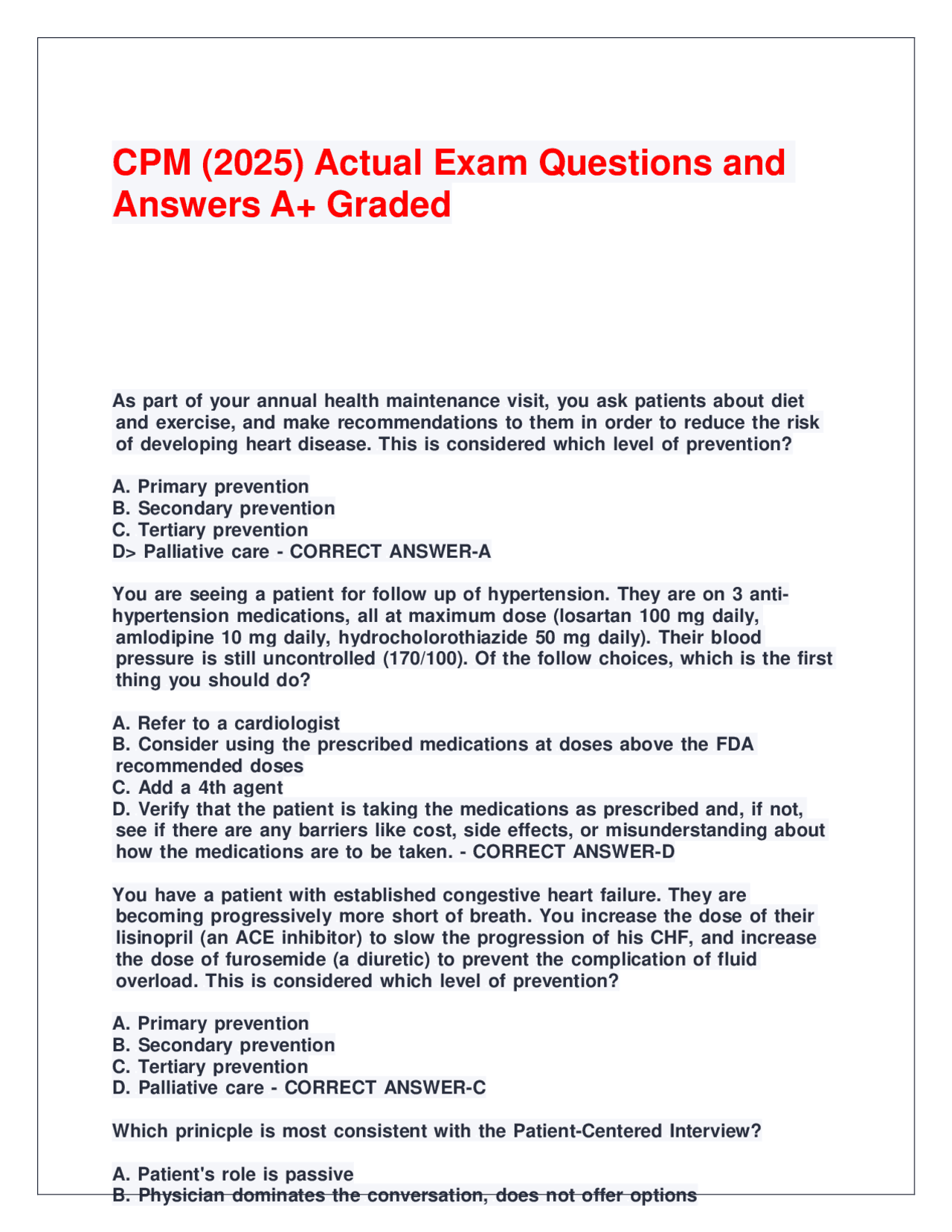 CPM (2025) Actual Exam Questions and Answers A+ Graded.pdf | Exams ...