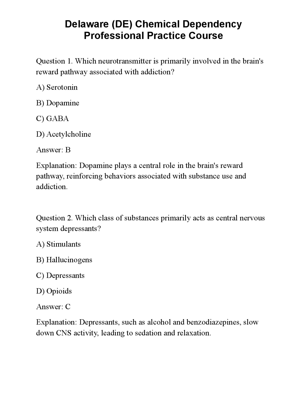 Advance Delaware (DE) Chemical Dependency Professional Exam | Exams ...