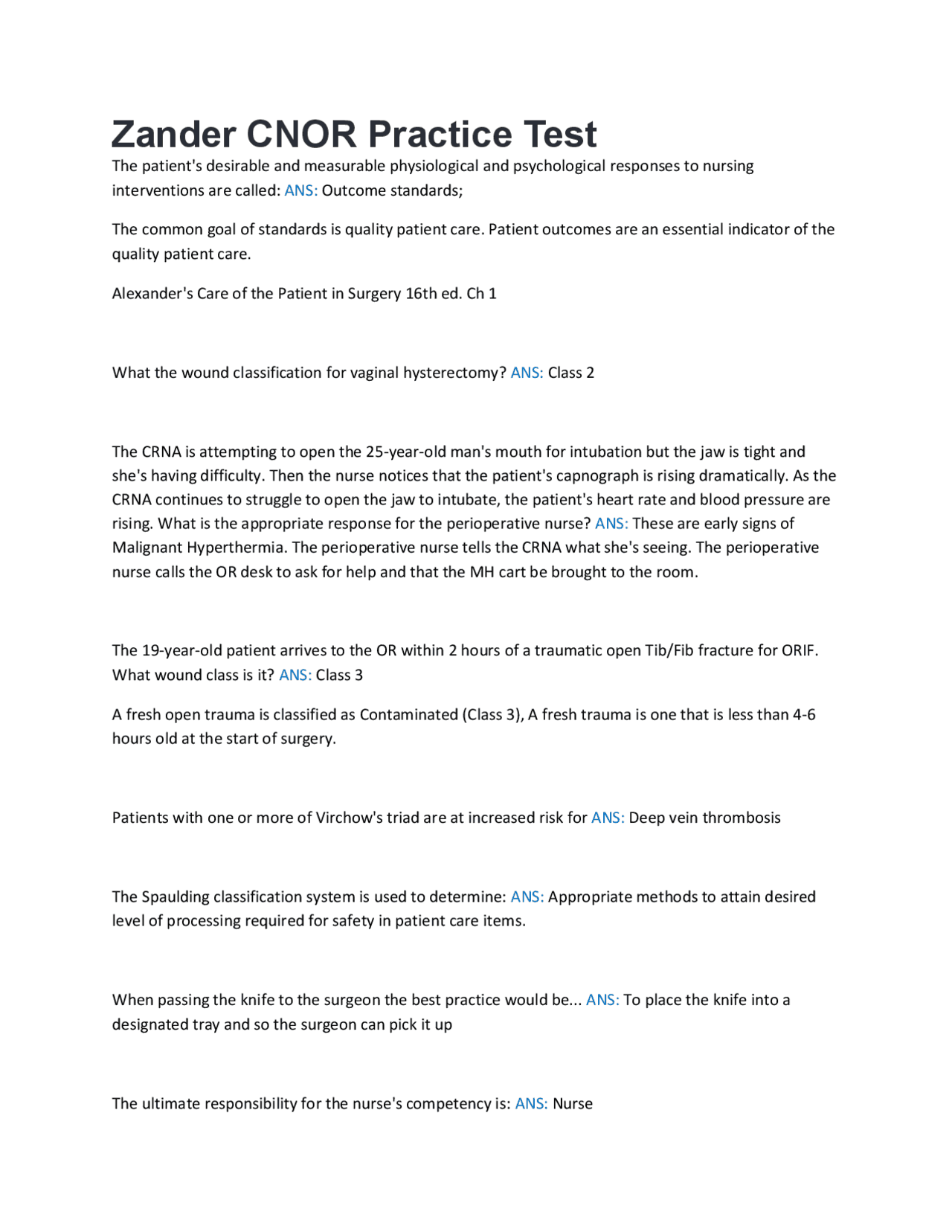 Zander CNOR Practice Test 2025/2026. 200 Questions And Answers | Exams ...