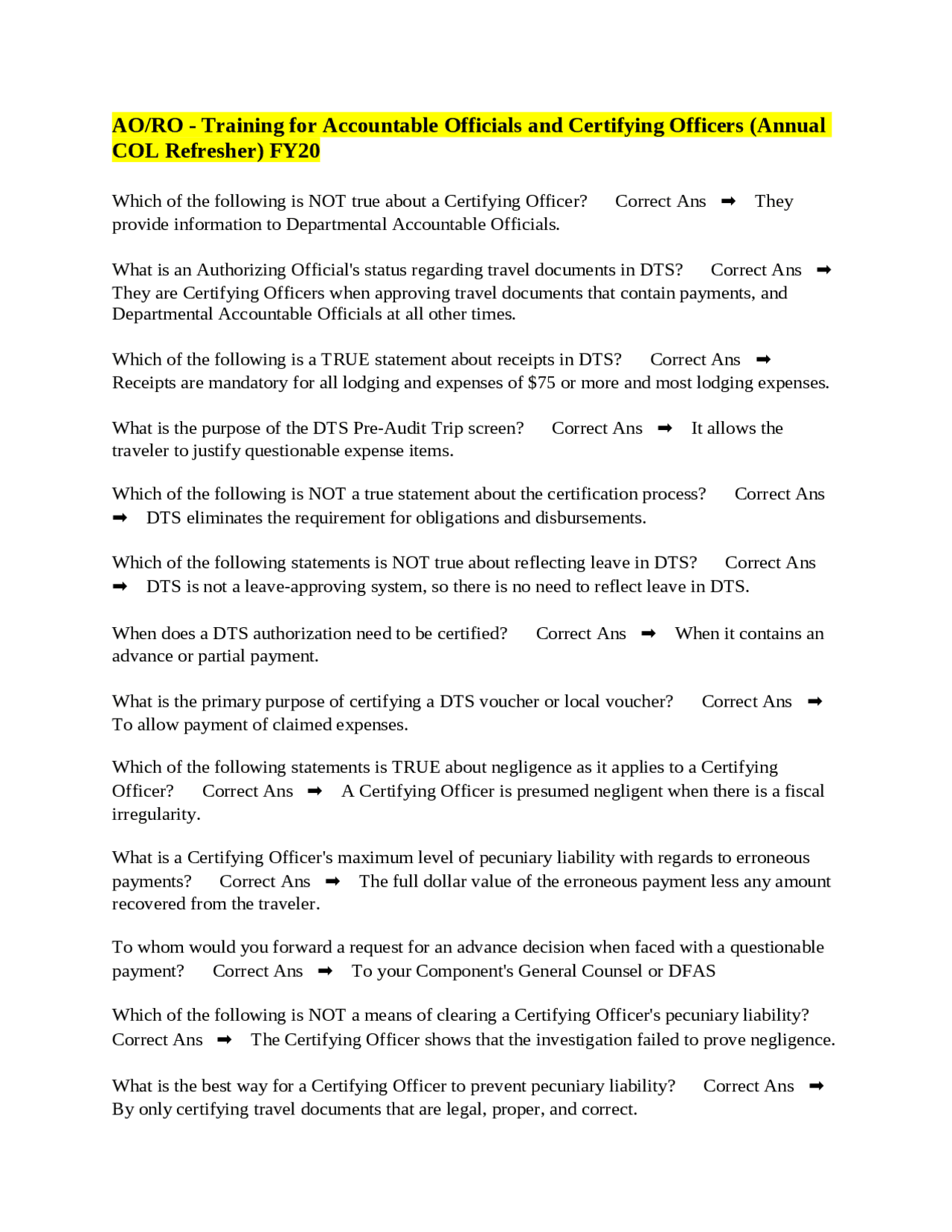 AO/RO - Training for Accountable Officials and Certifying Officers ...