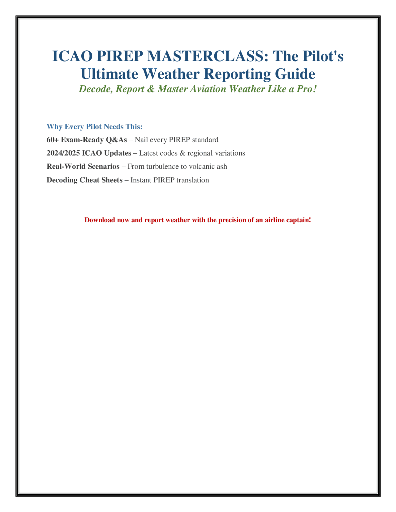 Aviation Weather Reporting Goldmine: ICAO PIREPs Simplified | Exams ...