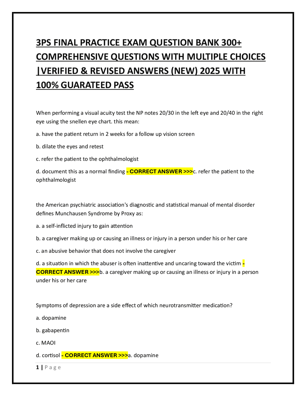 3PS FINAL PRACTICE EXAM QUESTION BANK 300+ COMPREHENSIVE QUESTIONS WITH MULTIPLE CHOICES | Exams ...