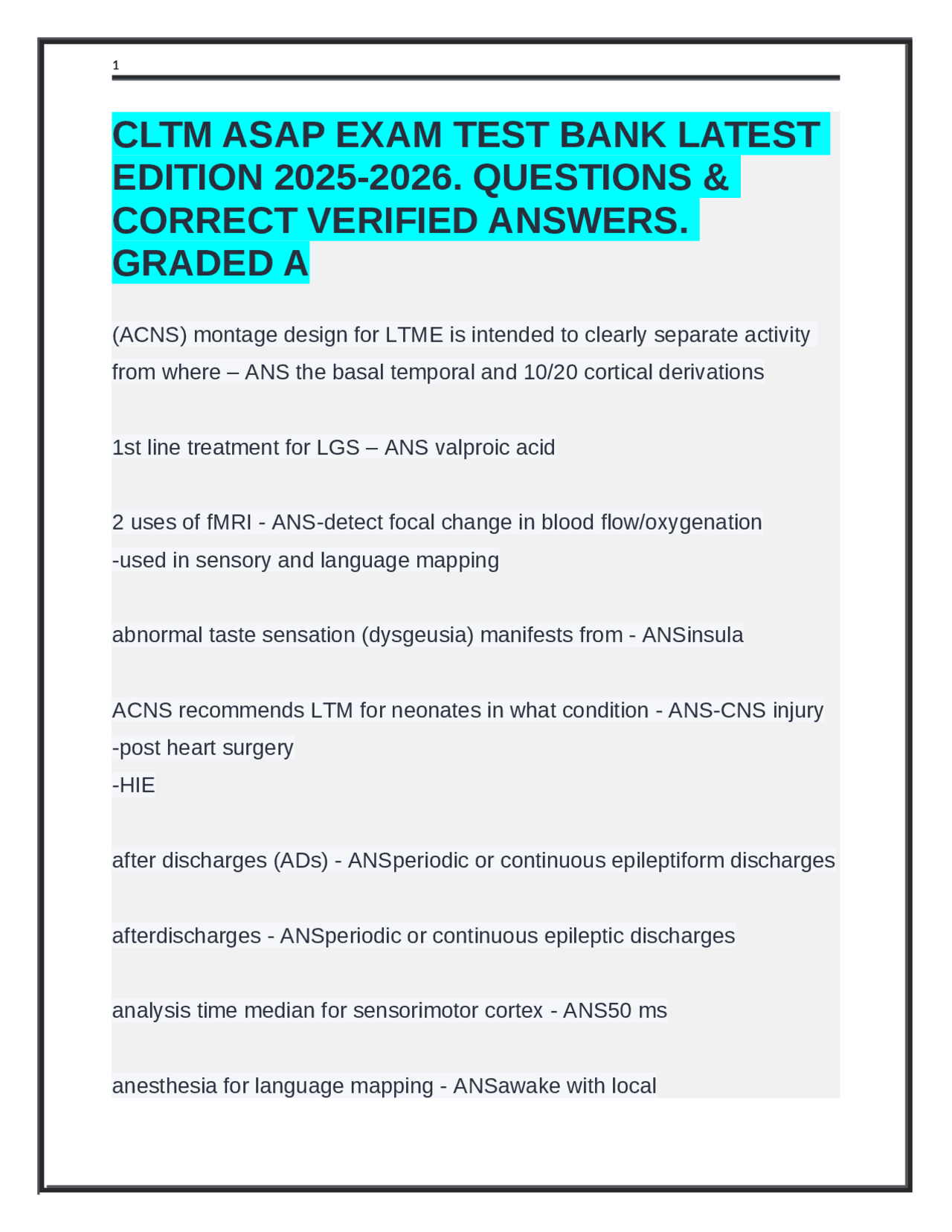 CLTM ASAP EXAM TEST BANK LATEST EDITION 2025-2026. QUESTIONS & CORRECT ...