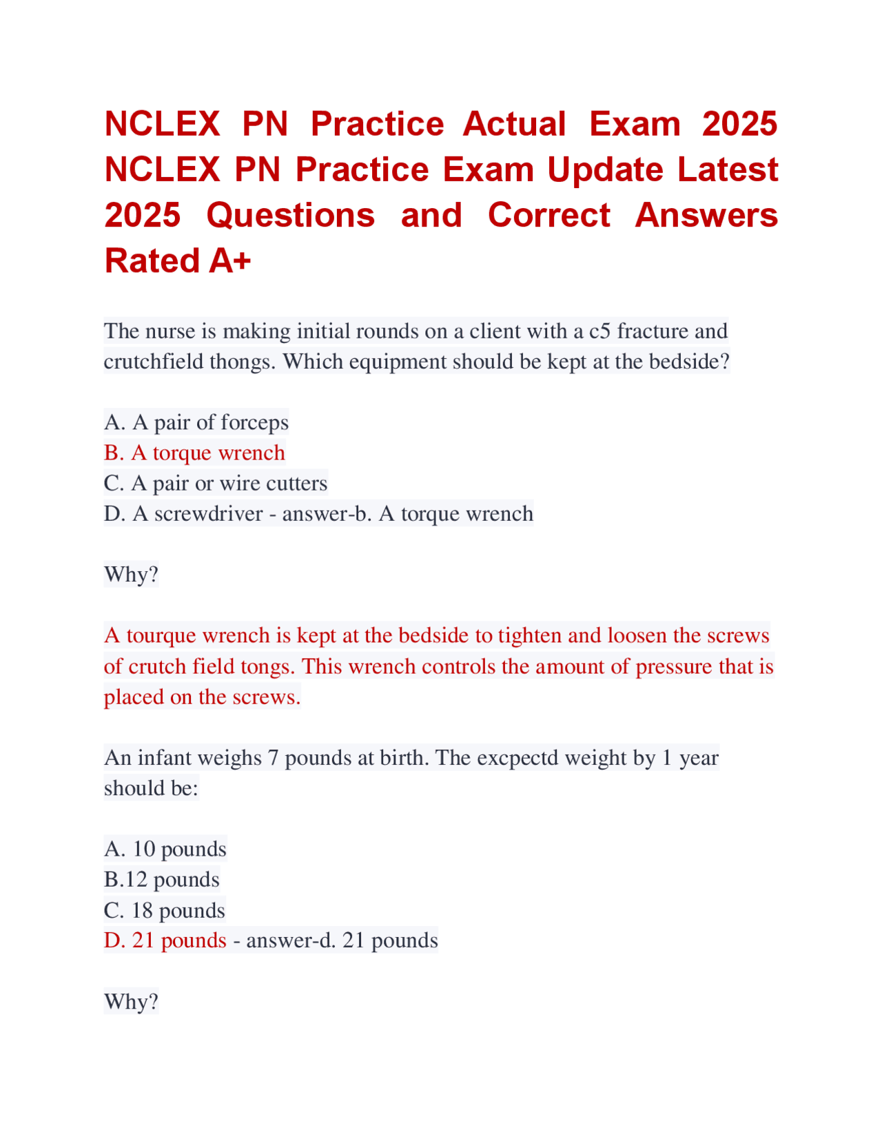 NCLEX PN Practice Actual Exam 2025 NCLEX PN Practice Exam Update Latest ...
