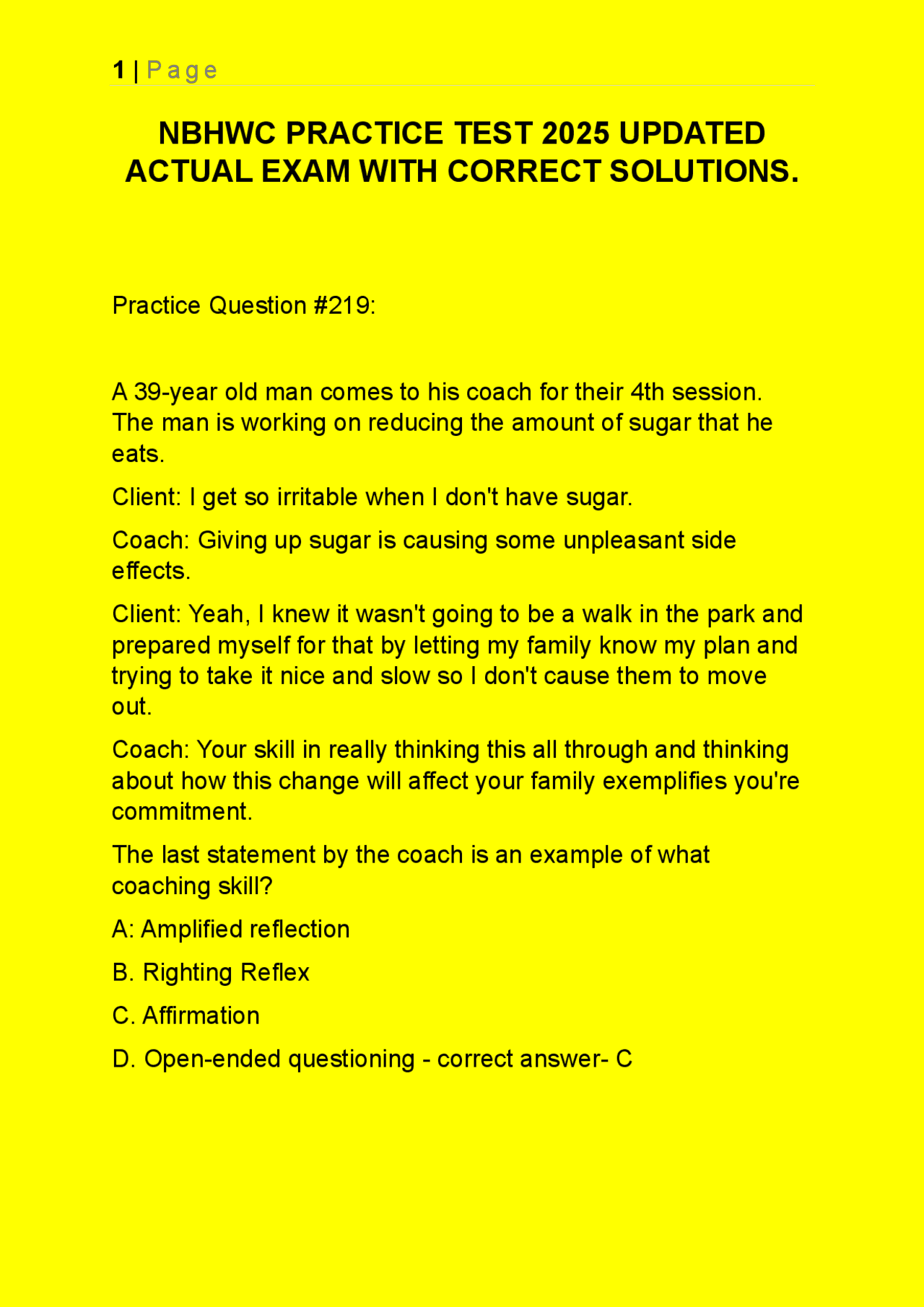 NBHWC PRACTICE TEST 2025 UPDATED ACTUAL EXAM WITH CORRECT SOLUTIONS ...