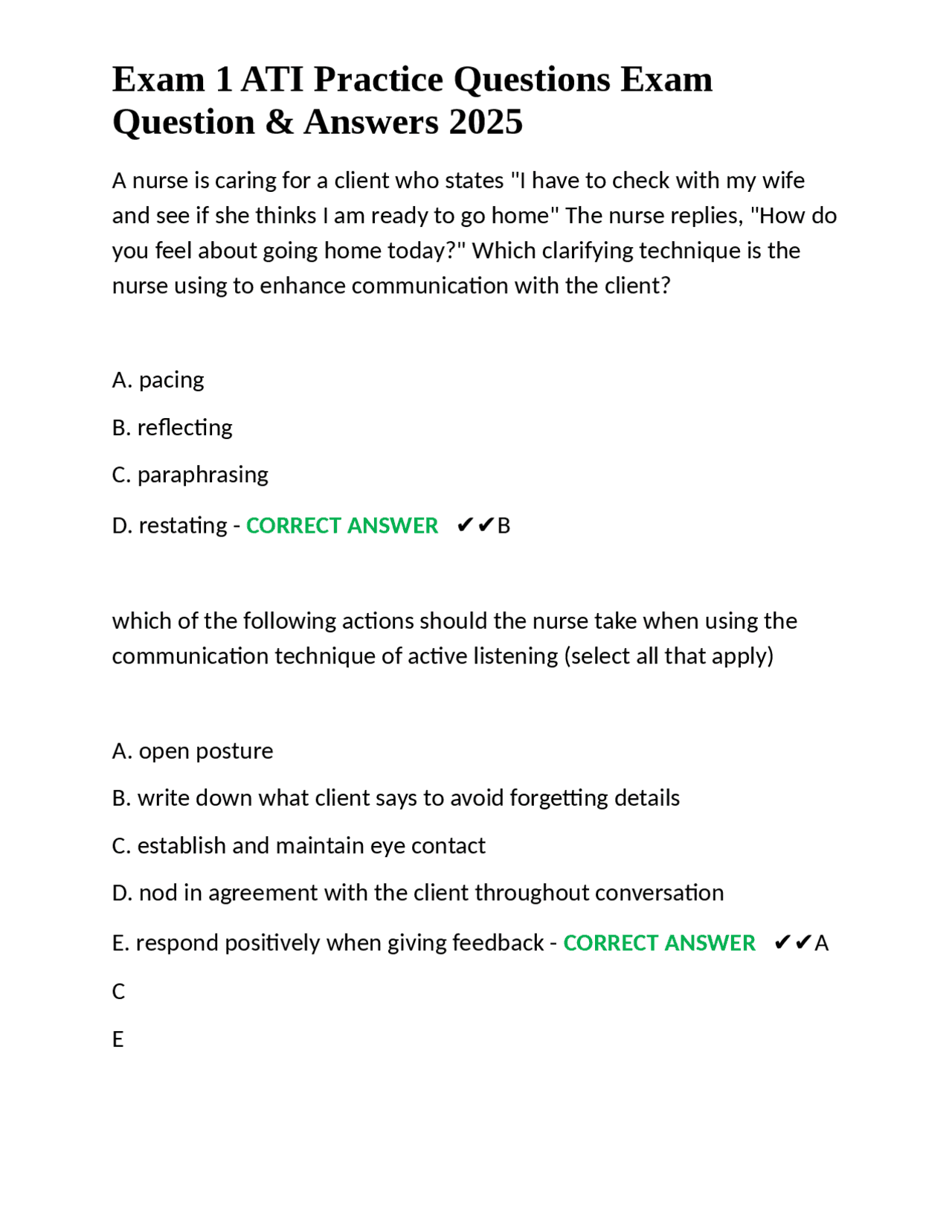 Exam 1 ATI Practice Questions Exam Question & Answers 2025 | Exams ...