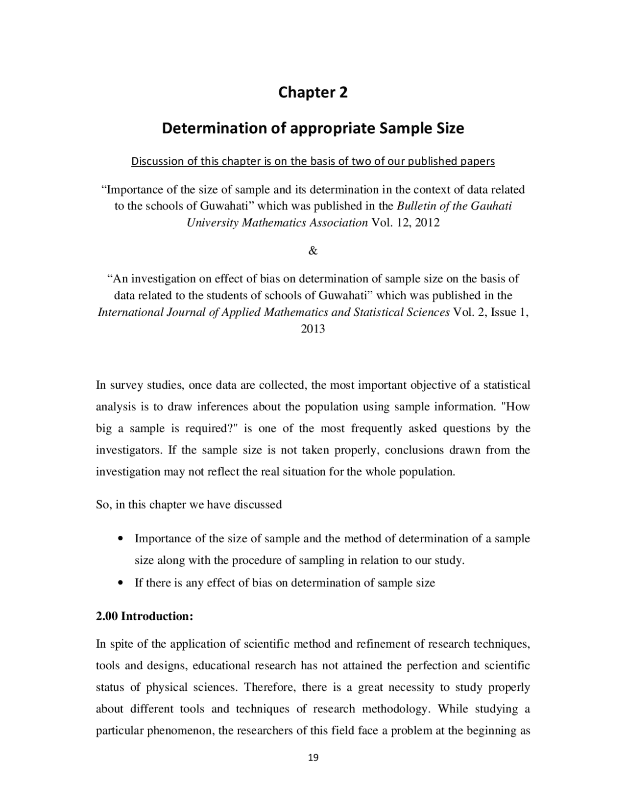 Determination of appropriate Sample Size | Exercises English | Docsity
