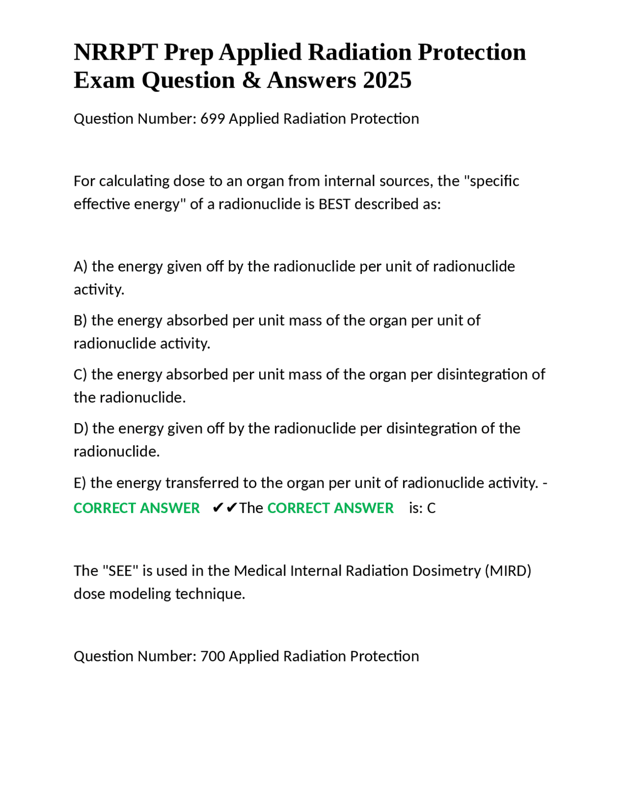 NRRPT Prep Applied Radiation Protection Exam Question & Answers 2025 ...