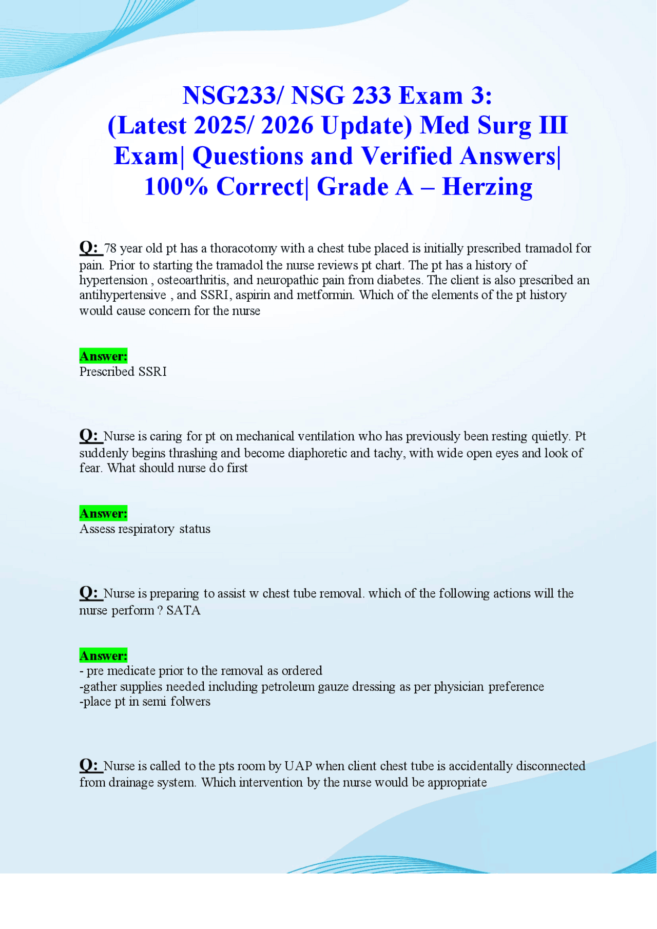 Exams 1,2,3,4 & HESI: NSG233/ NSG 233 (New 2025/ 2026 Updates BUNDLED ...