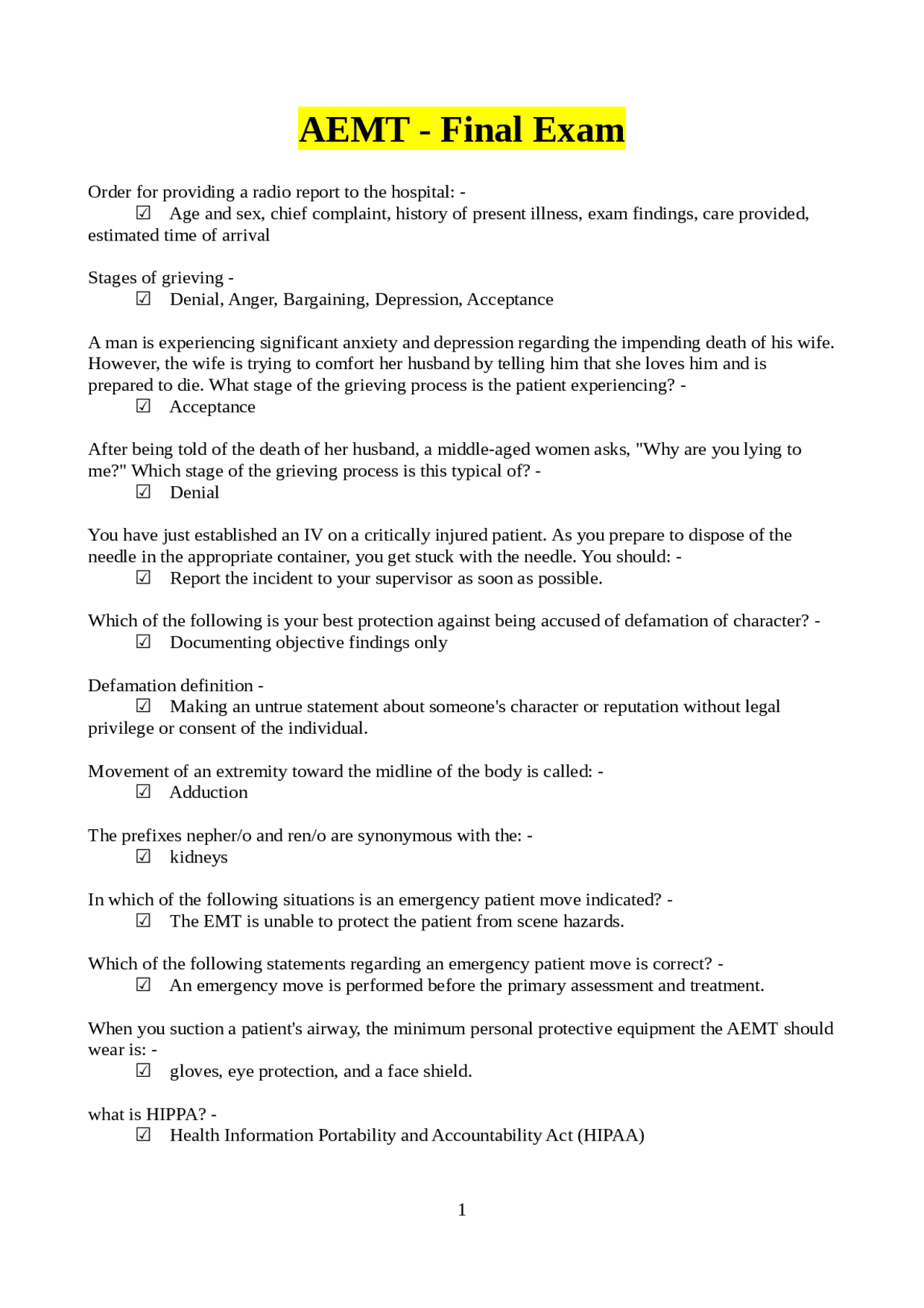 AEMT Final Exam: Comprehensive Study and Review Guide | Exams Nursing ...