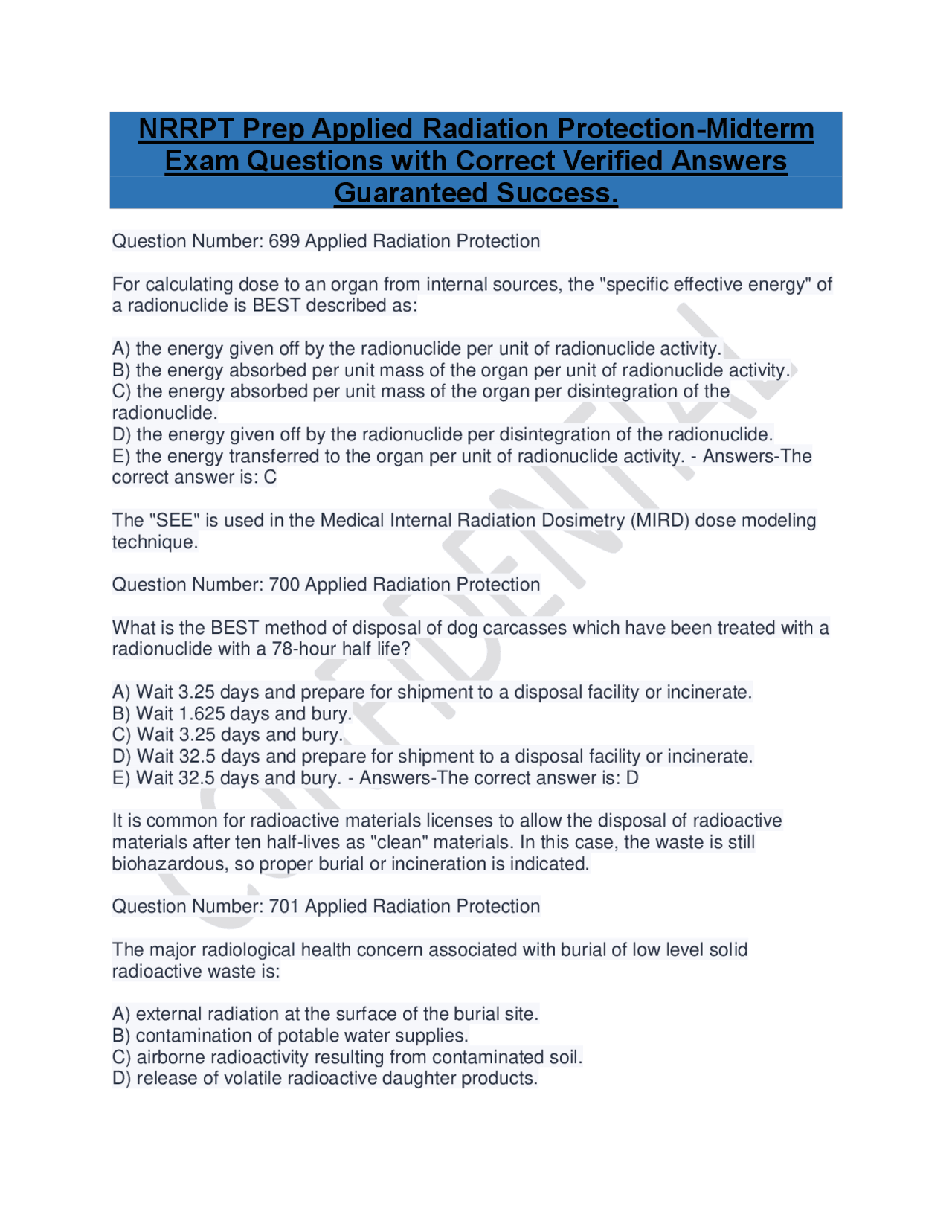 NRRPT Prep Applied Radiation Protection-Midterm Exam Questions with ...