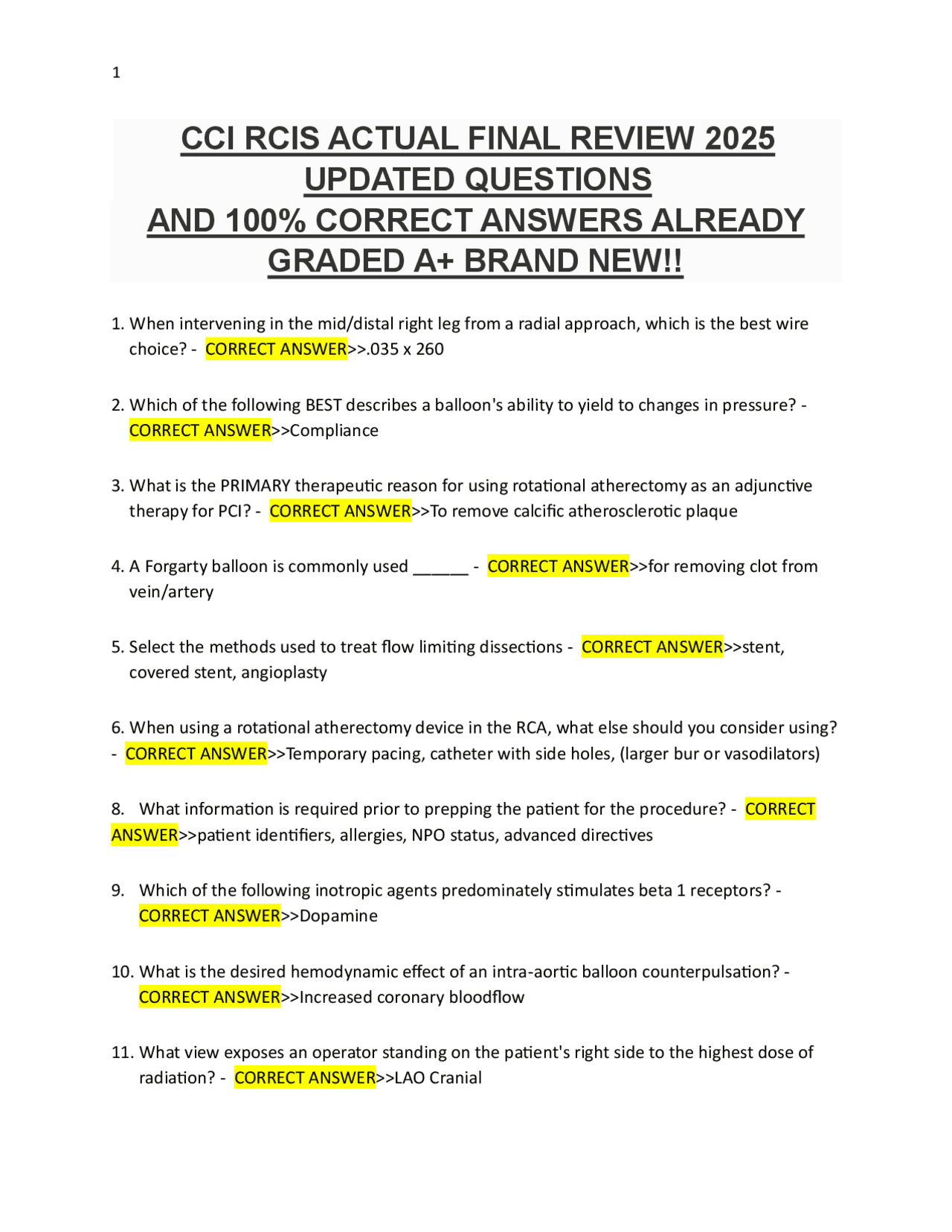 CCI RCIS ACTUAL FINAL REVIEW 2025 UPDATED QUESTIONS AND 100% CORRECT ...