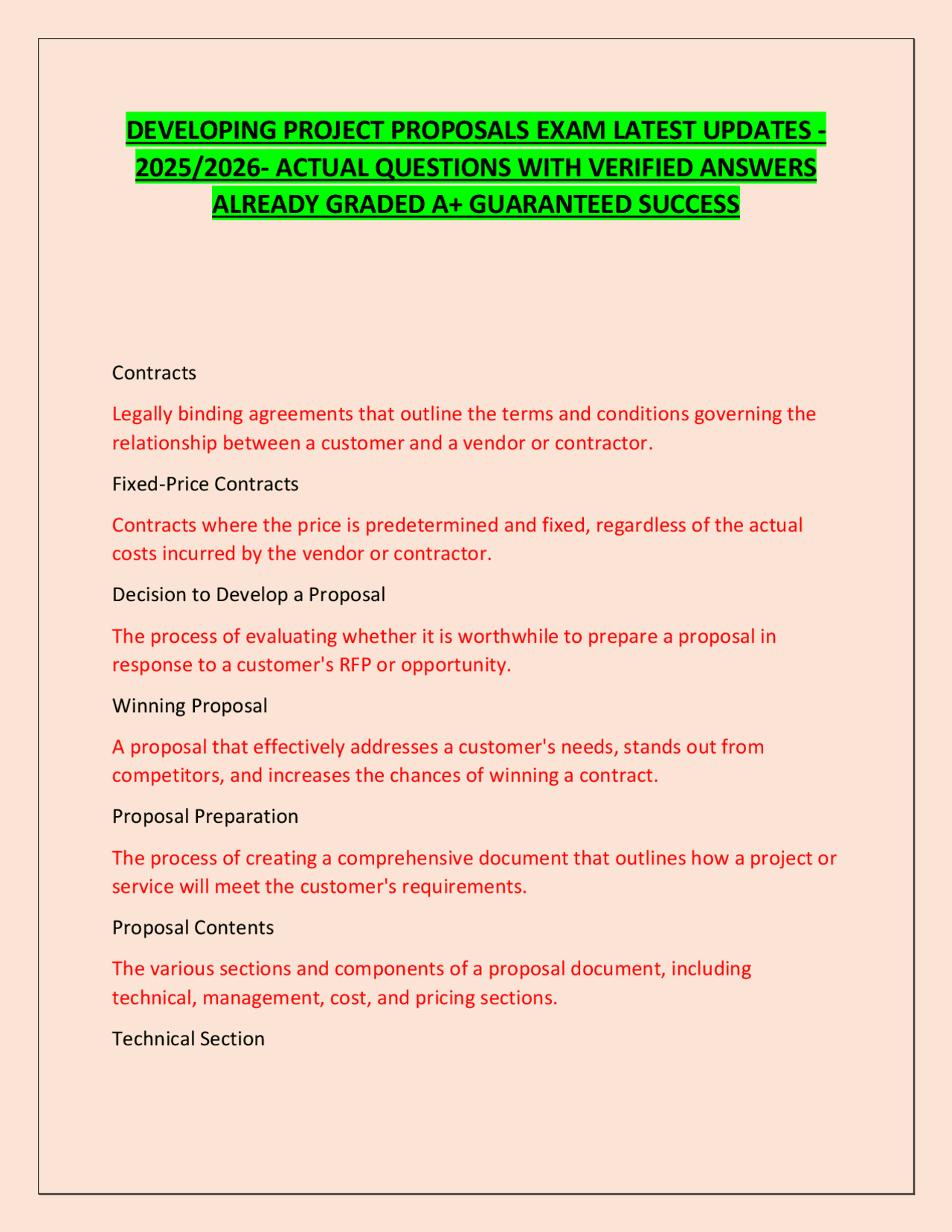 DEVELOPING PROJECT PROPOSALS EXAM LATEST UPDATES - 2025/2026- ACTUAL ...