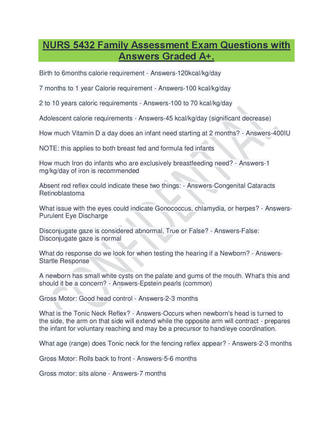 NURS 5432 Family Assessment Exam Questions with Answers Graded A+. | Exams Nursing | Docsity
