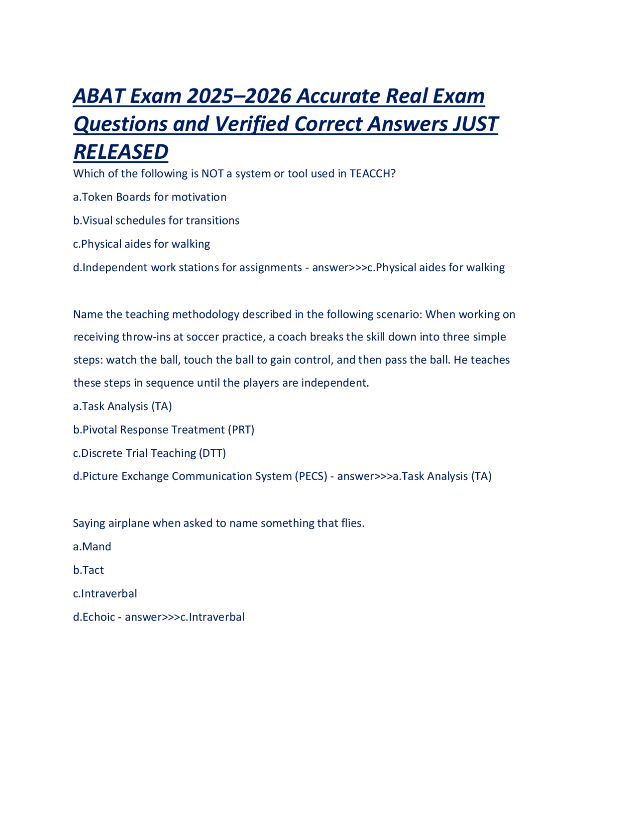 ABAT Exam 2025–2026 (Applied Behavior Analysis Technician) Accurate ...