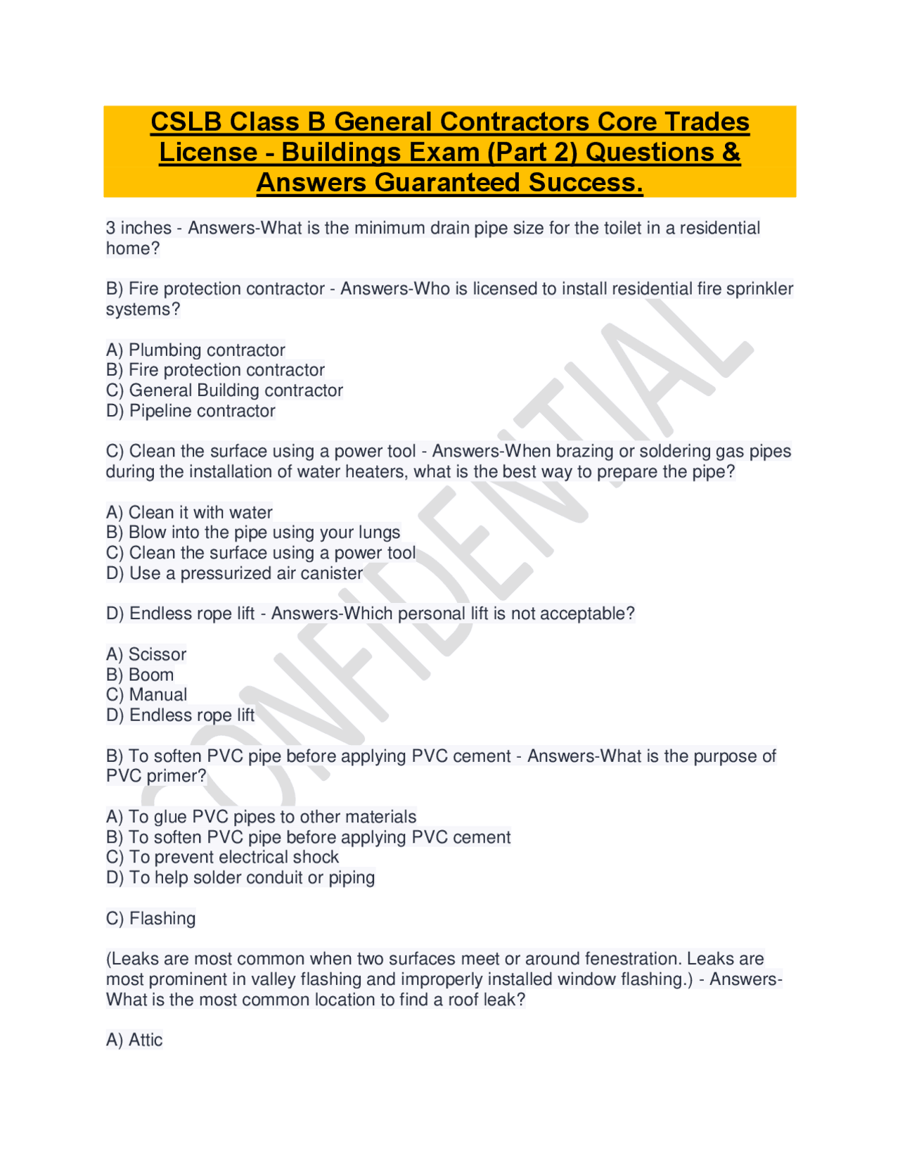 CSLB Class B General Contractors Core Trades License - Buildings Exam ...