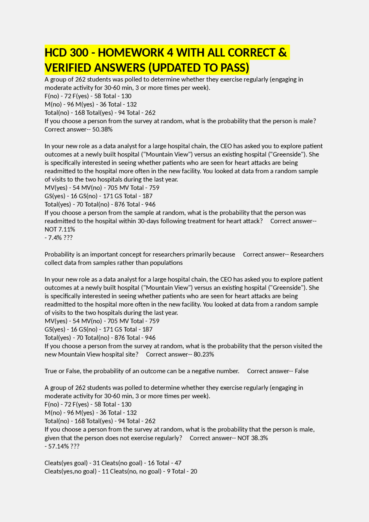 HCD 300 - HOMEWORK 4 WITH ALL CORRECT & VERIFIED ANSWERS (UPDATED TO ...