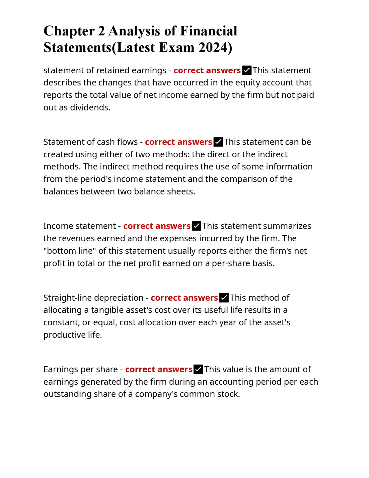 Chapter 2 Analysis of Financial Statements(Latest Exam 2024) | Exams ...
