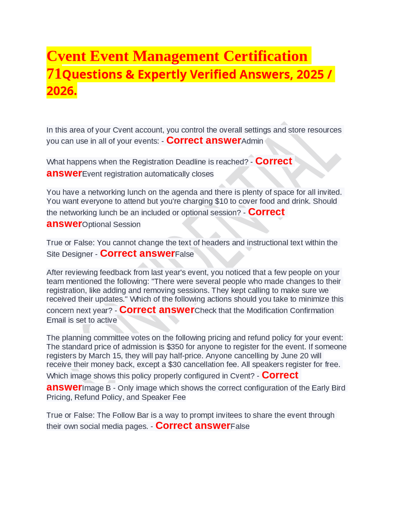 Cvent Event Management Certification 71Questions & Expertly Verified ...