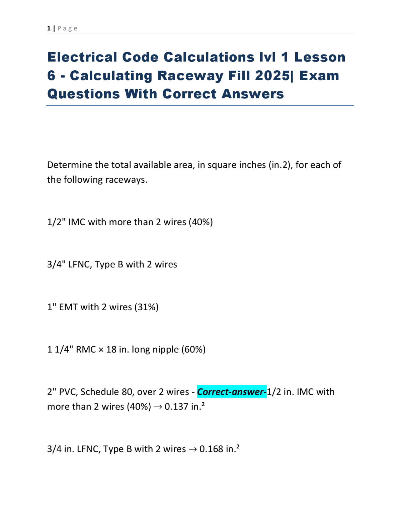 Electrical Code Calculations lvl 1 Lesson 6 - Calculating Raceway Fill ...