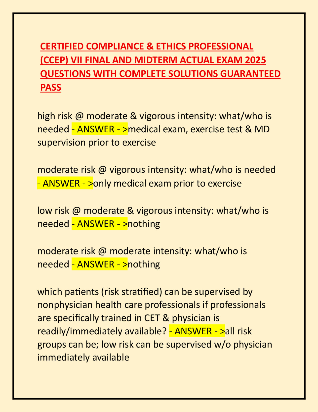 CERTIFIED COMPLIANCE & ETHICS PROFESSIONAL (CCEP) VII FINAL AND MIDTERM ...
