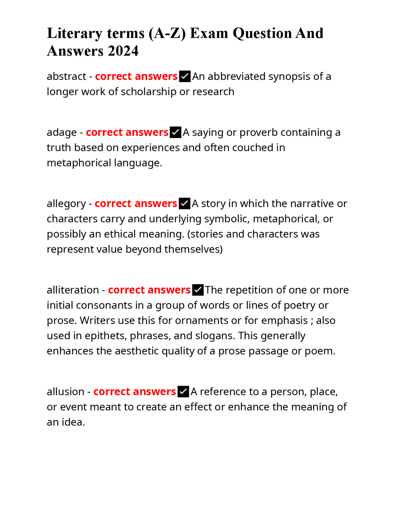 Literary Terms A-Z: Exam Prep & Definitions | Exams Advanced Education ...