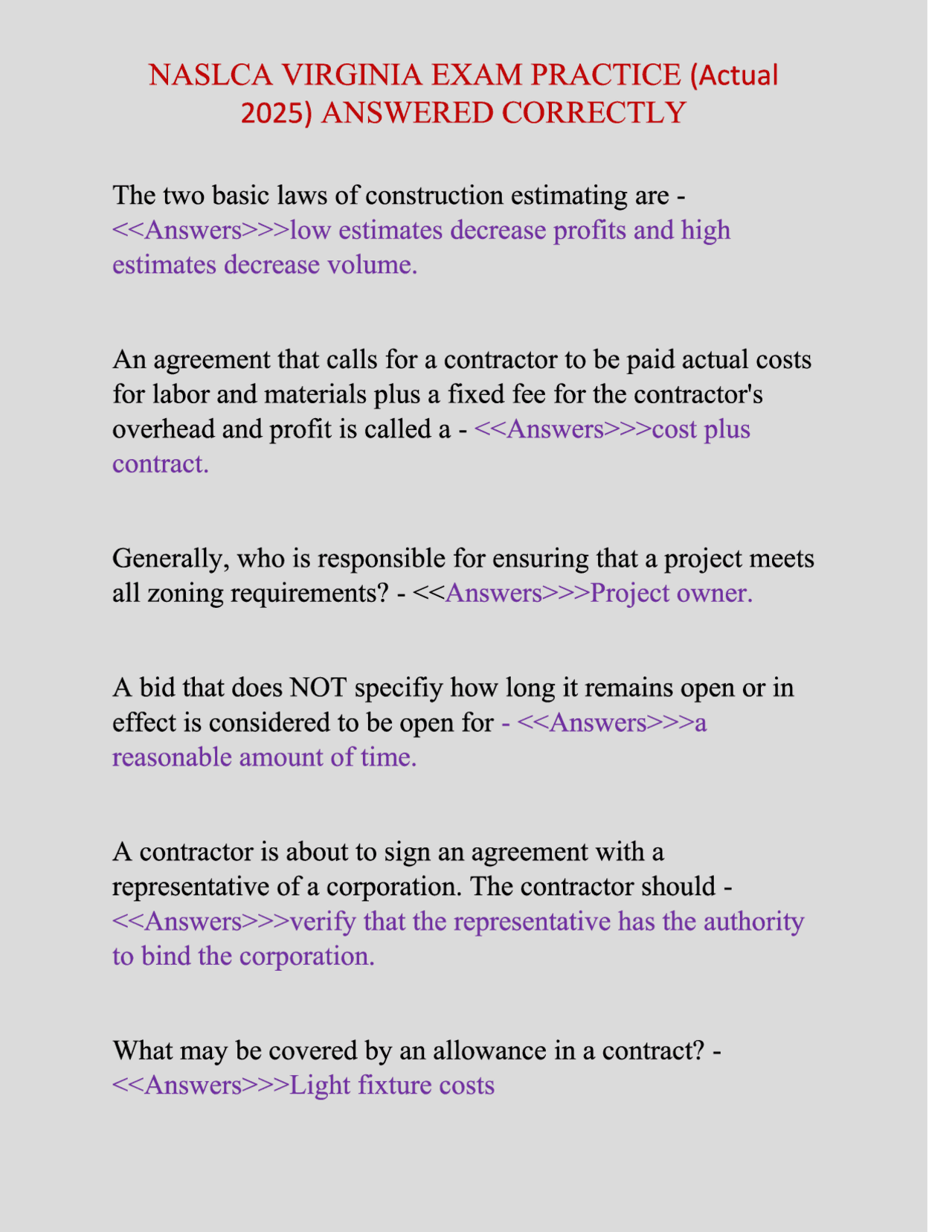 NASCLA Virginia Exam Practice Questions and Answers|A+ GRADED. | Exams ...