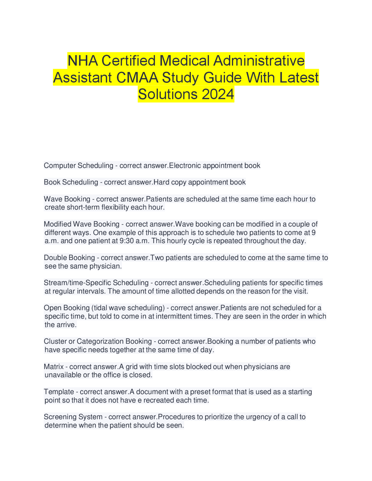 NHA Certified Medical Administrative Assistant CMAA Study Guide With ...